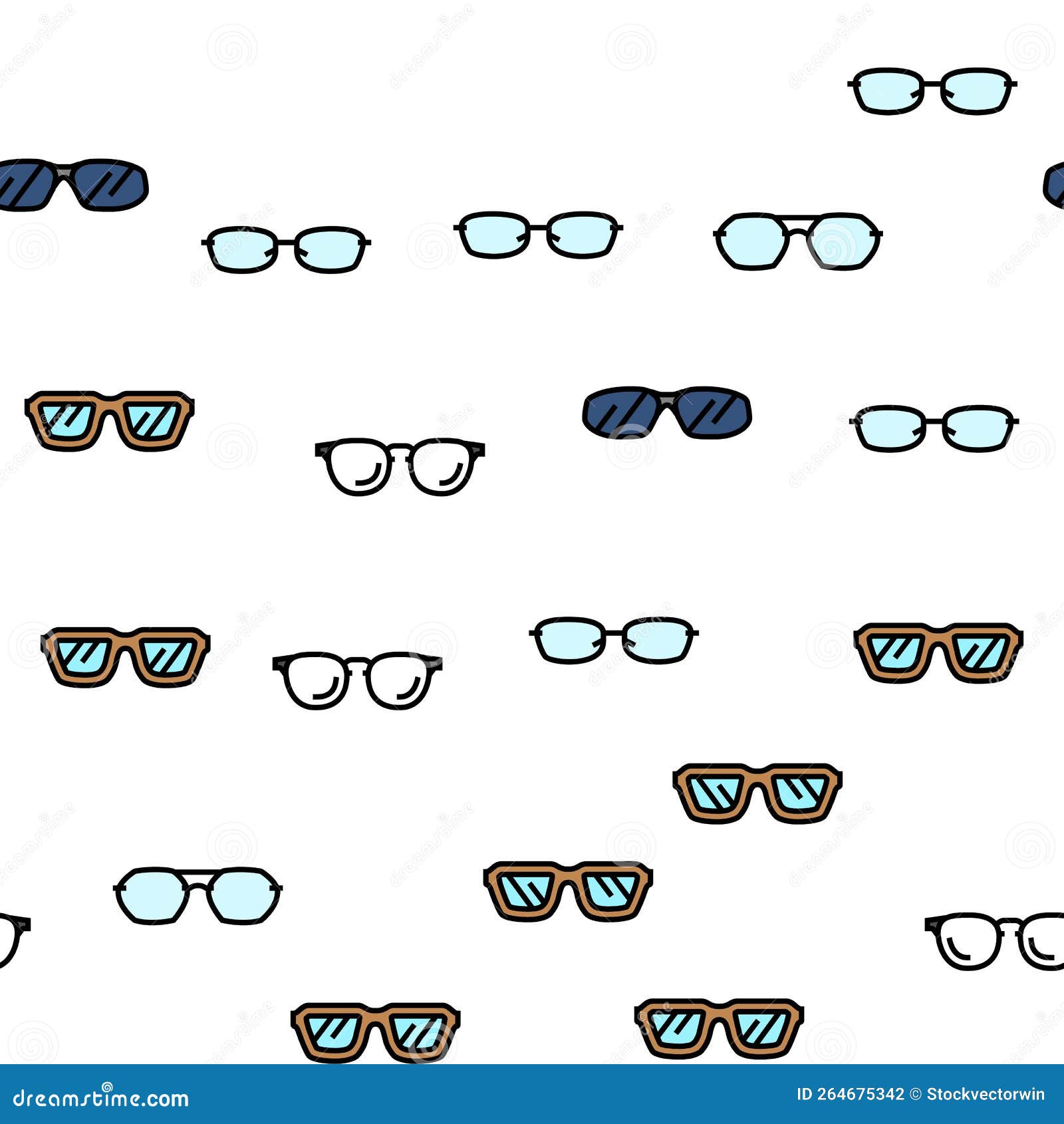 Glasses Optical Style Frame Vector Seamless Pattern Stock Vector ...