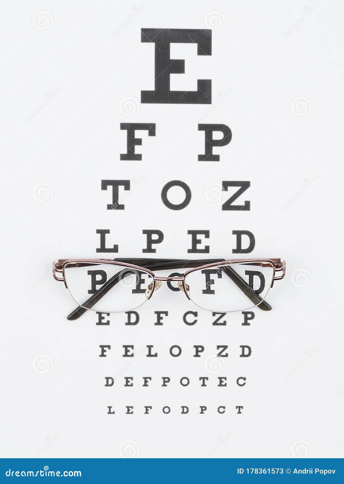 Glasses and Optician Chart on a White Background. Stock Image - Image ...