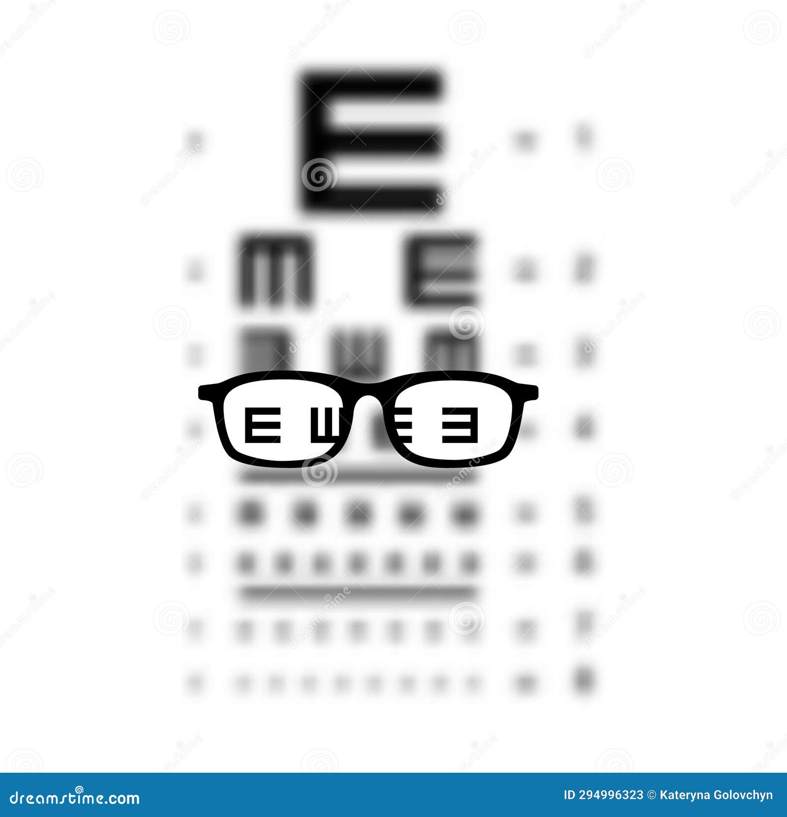 Glasses Optician in E Chart Eye Test Blurred, Vision of Eyesight ...