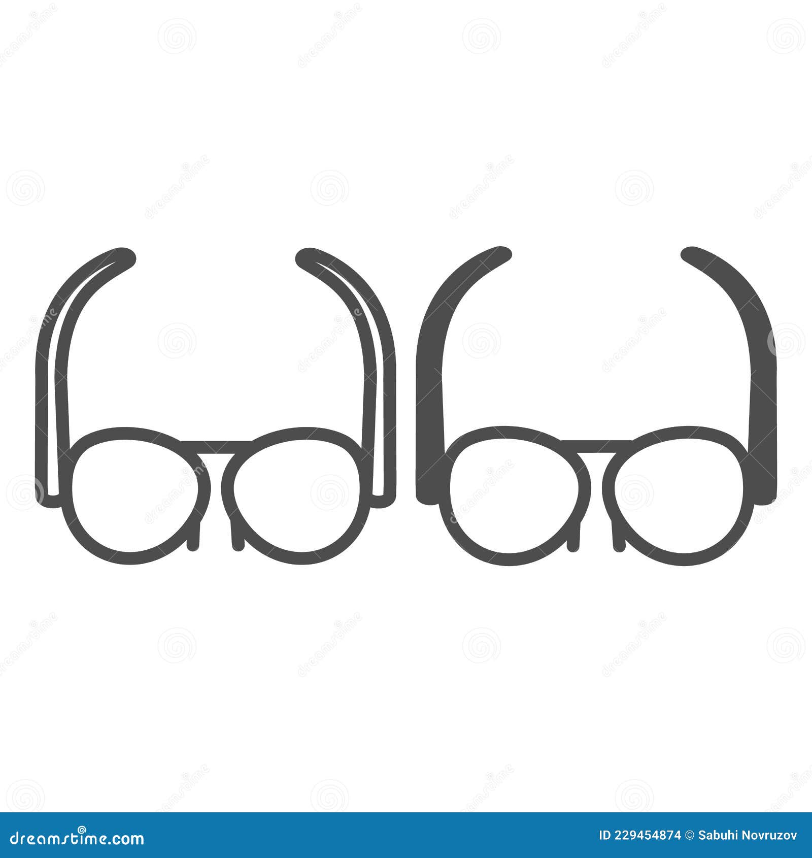 Glasses with Original Frame Line and Solid Icon, Ophtalmology Concept ...