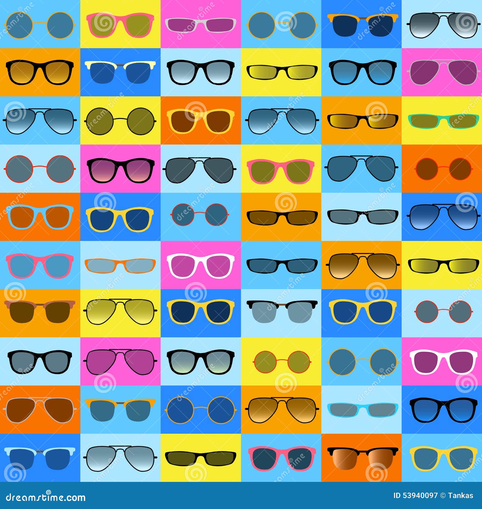 Glasses Pattern on Color Background Stock Vector - Illustration of ...