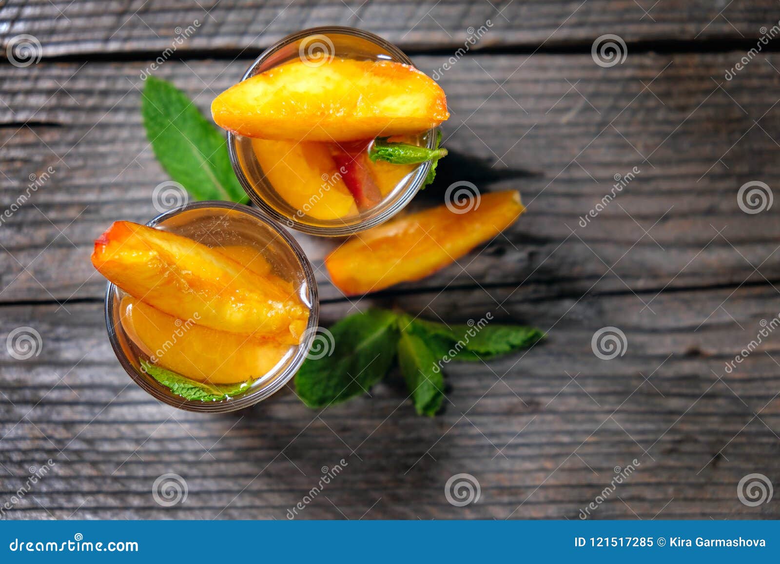 Glasses of Peach Iced Tea. Top View Stock Image - Image of cocktail ...