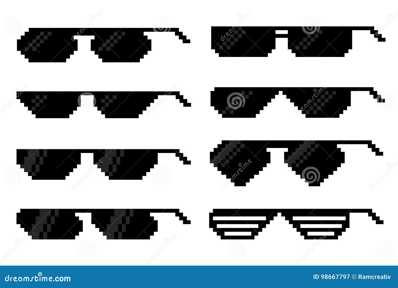Glasses in Pixel Art Style. a Set of Accessories for Vision Stock ...
