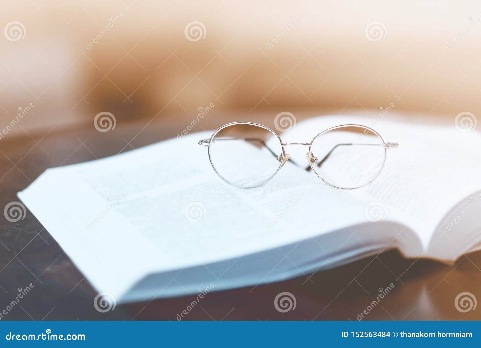 Glasses Placed on Textbooks in the School Library Stock Photo - Image ...
