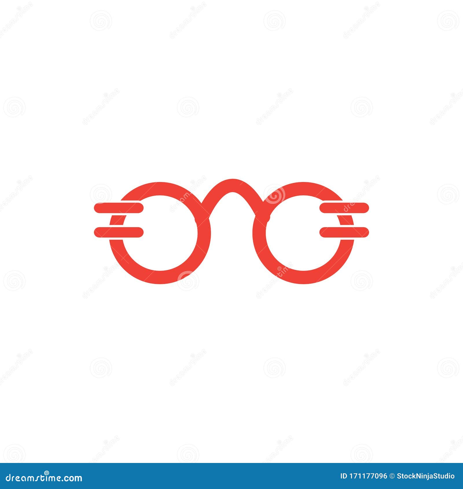 Glasses Red Icon on White Background. Red Flat Style Vector ...