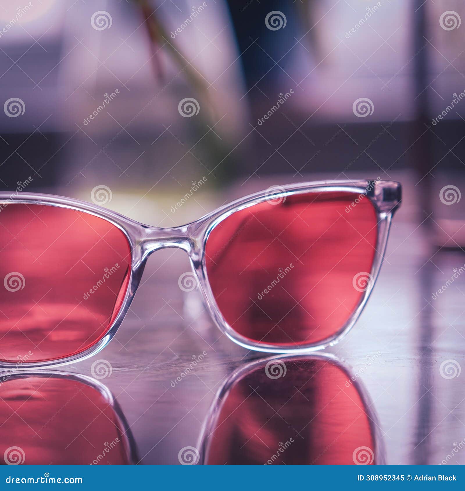 Glasses with red lenses stock image. Image of pink, concept - 308952345