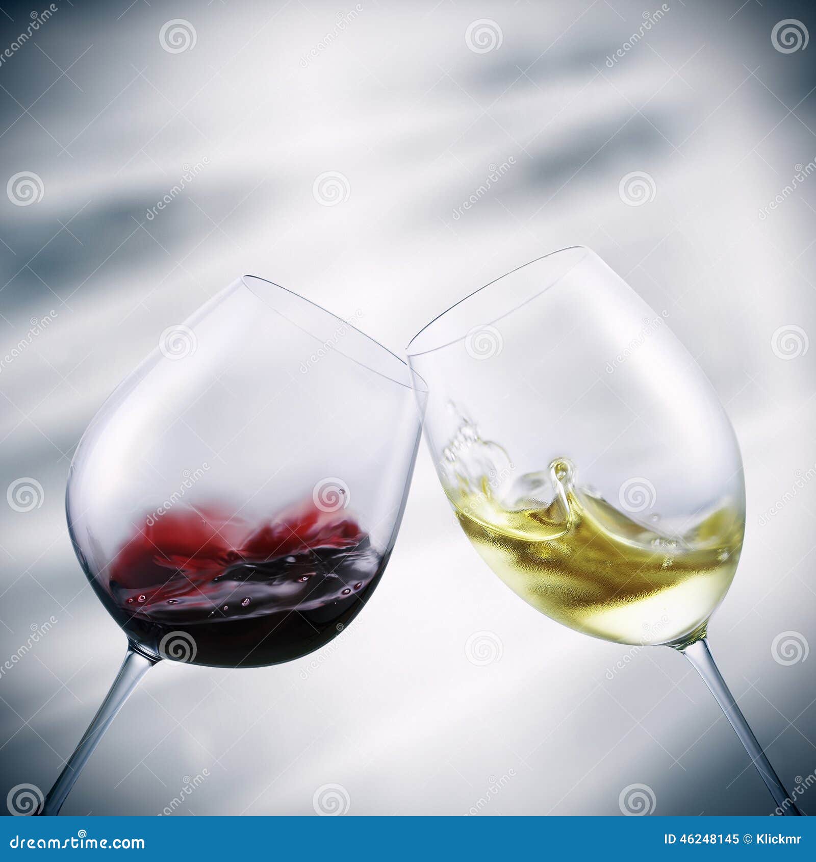 Glasses of Red and White Wine Stock Image - Image of yellow, romantic ...