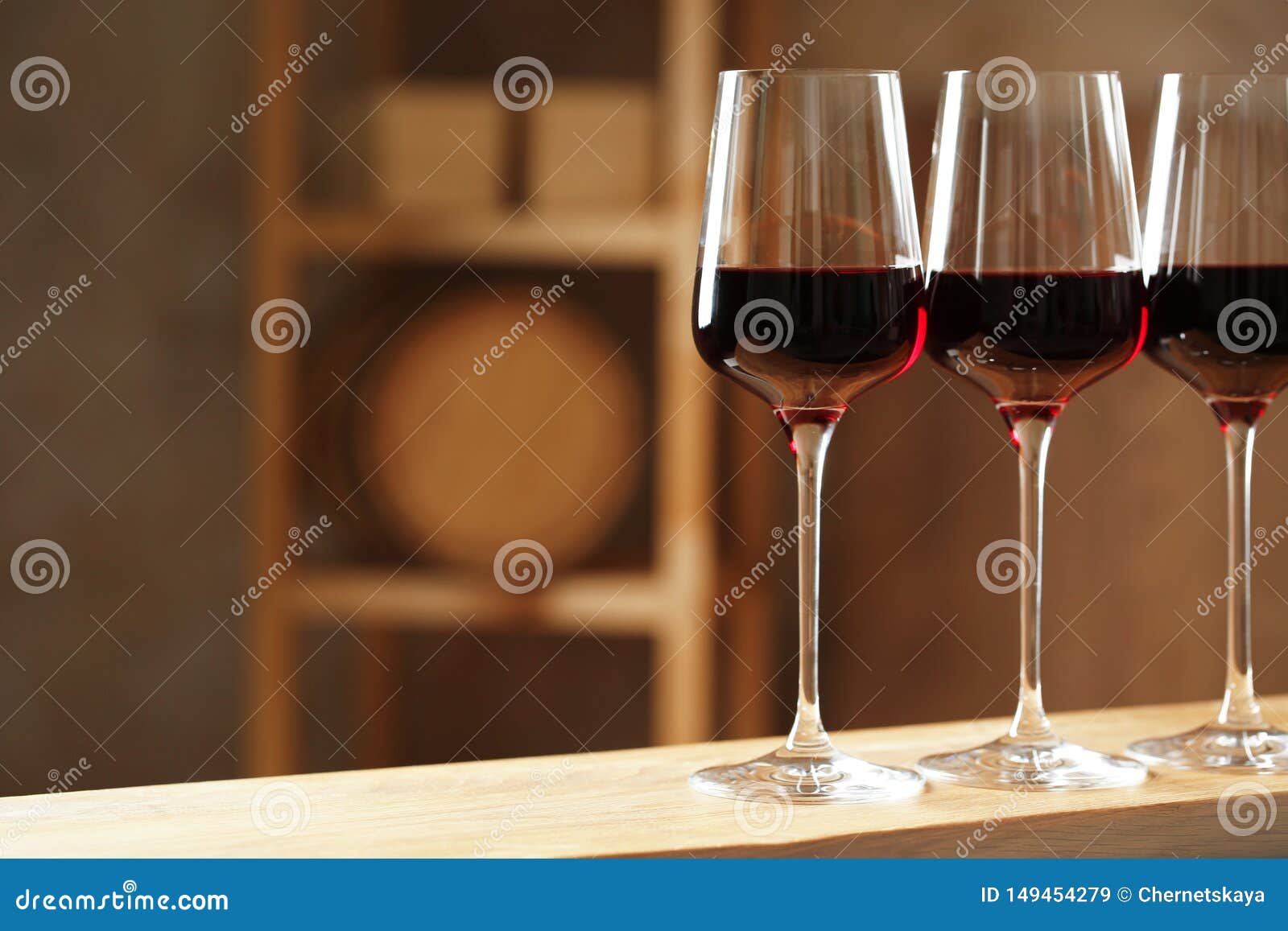 Glasses of Red Wine in Cellar. Expensive Drink Stock Image - Image of ...