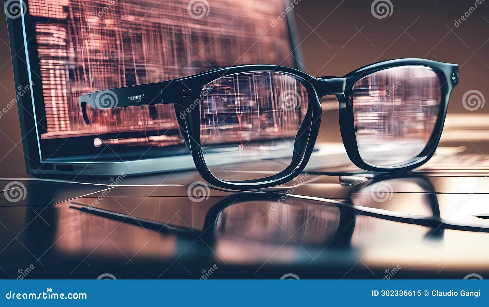 Glasses Reflecting Computer Monitor with Data.show Humans Using Apps or ...
