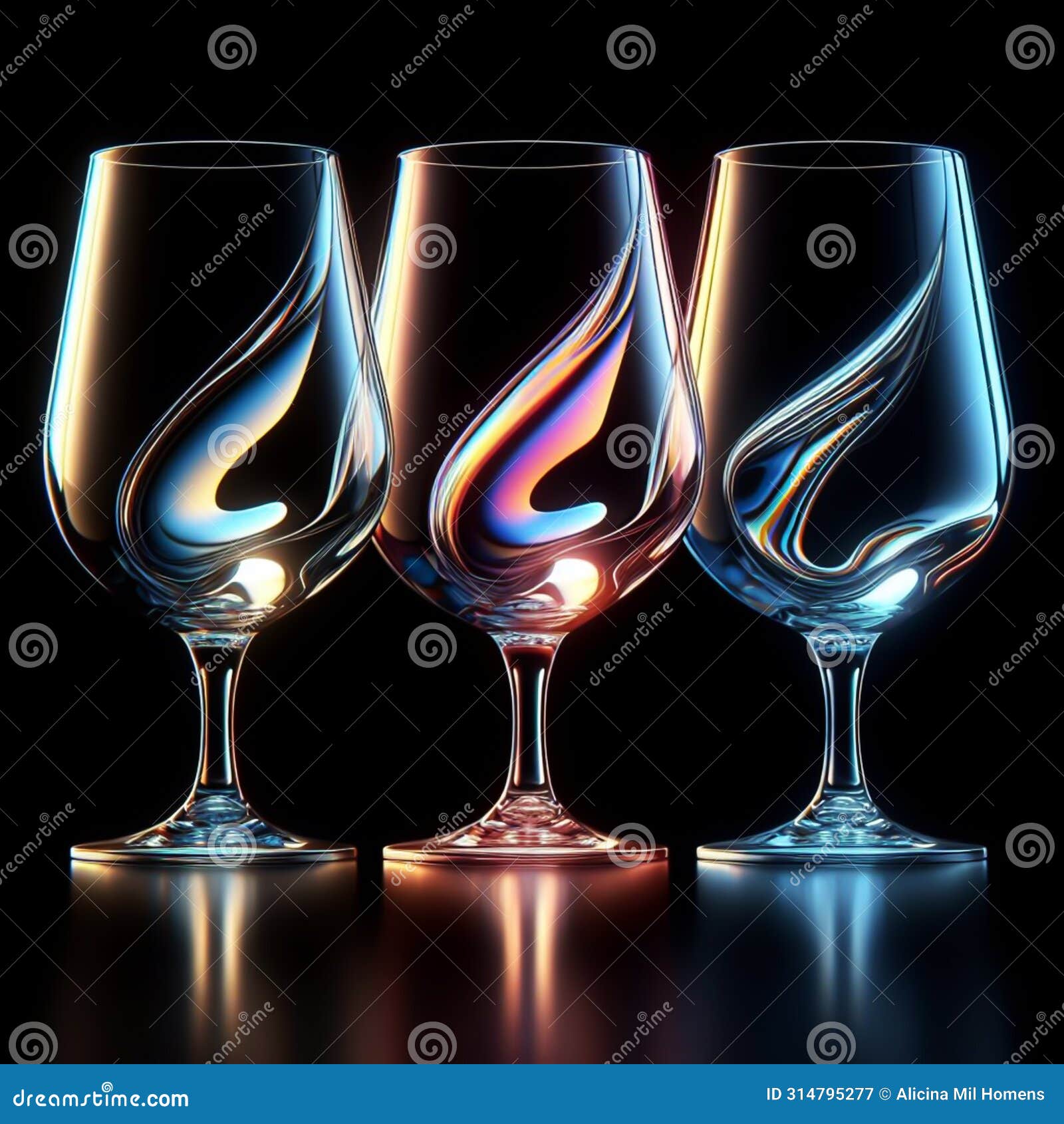 Glasses with Refraction Light and Holographic Effect on Dark Background ...