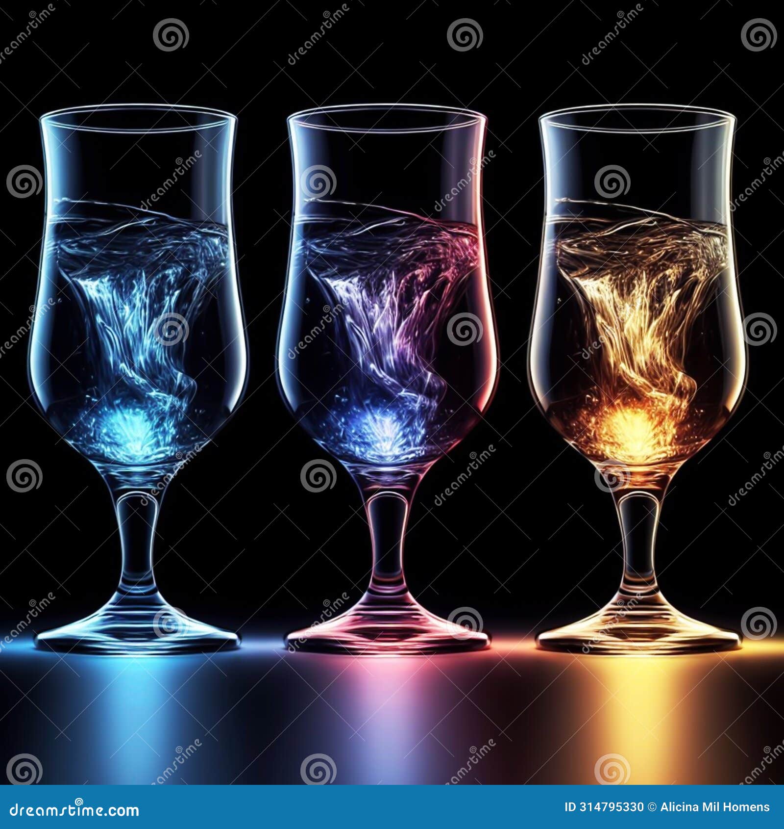 Glasses with Refraction Light and Holographic Effect on Dark Background ...