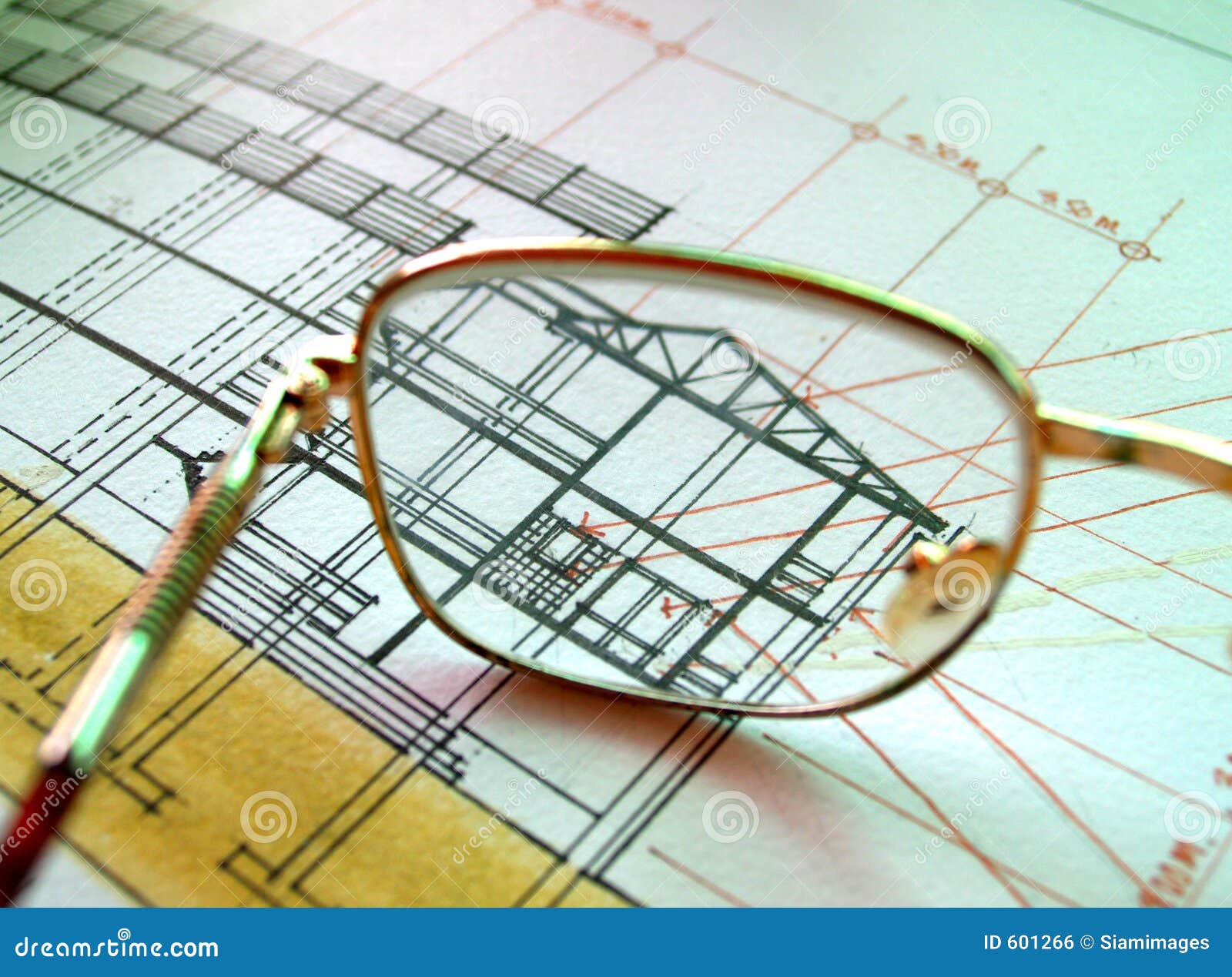 Glasses on section plan stock photo. Image of elements - 601266