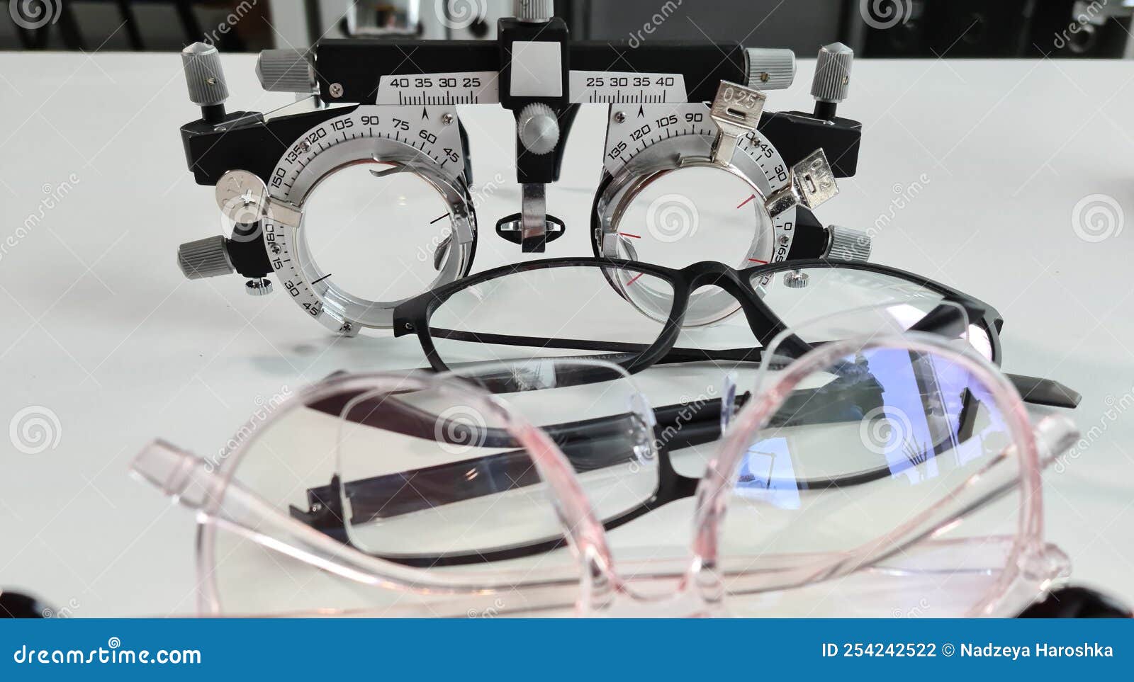 Glasses for Selection of Lenses in Optics Stock Photo - Image of lens ...