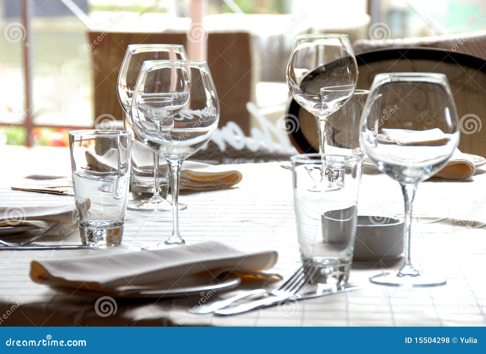 Glasses Served on Table in Restaurant Stock Photo - Image of terrace ...
