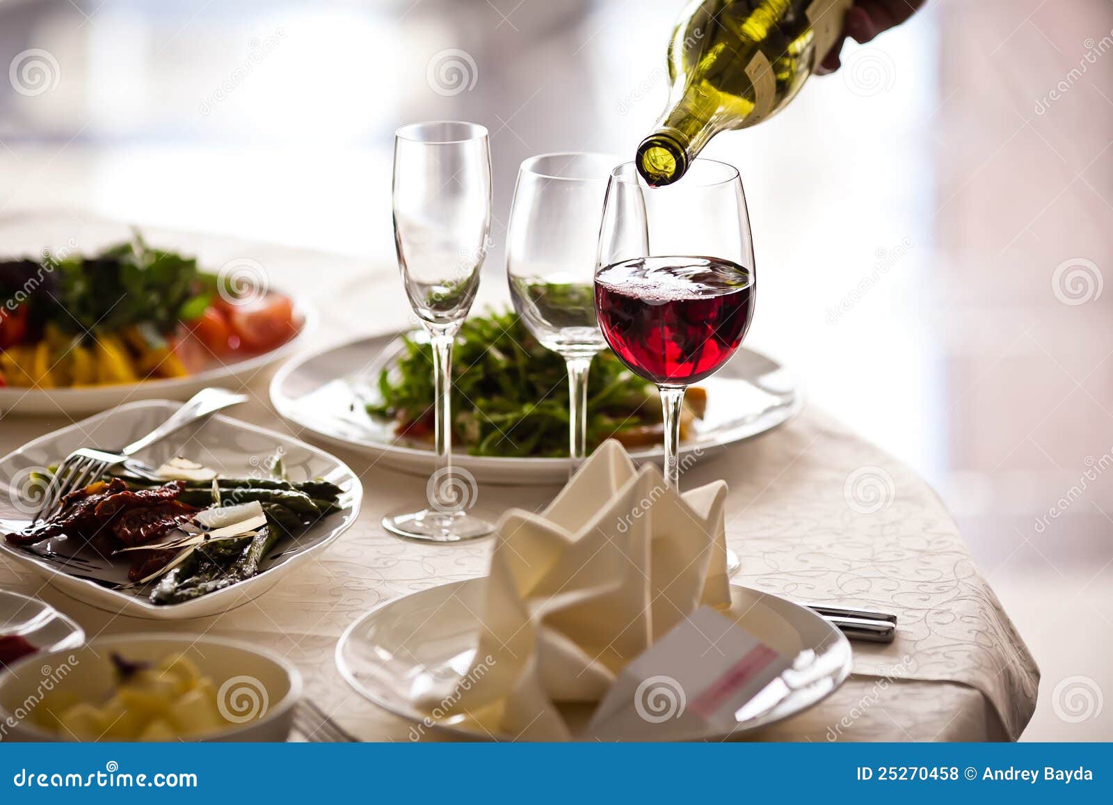 Glasses Set with Drinks in Restaurant Stock Photo - Image of knife ...