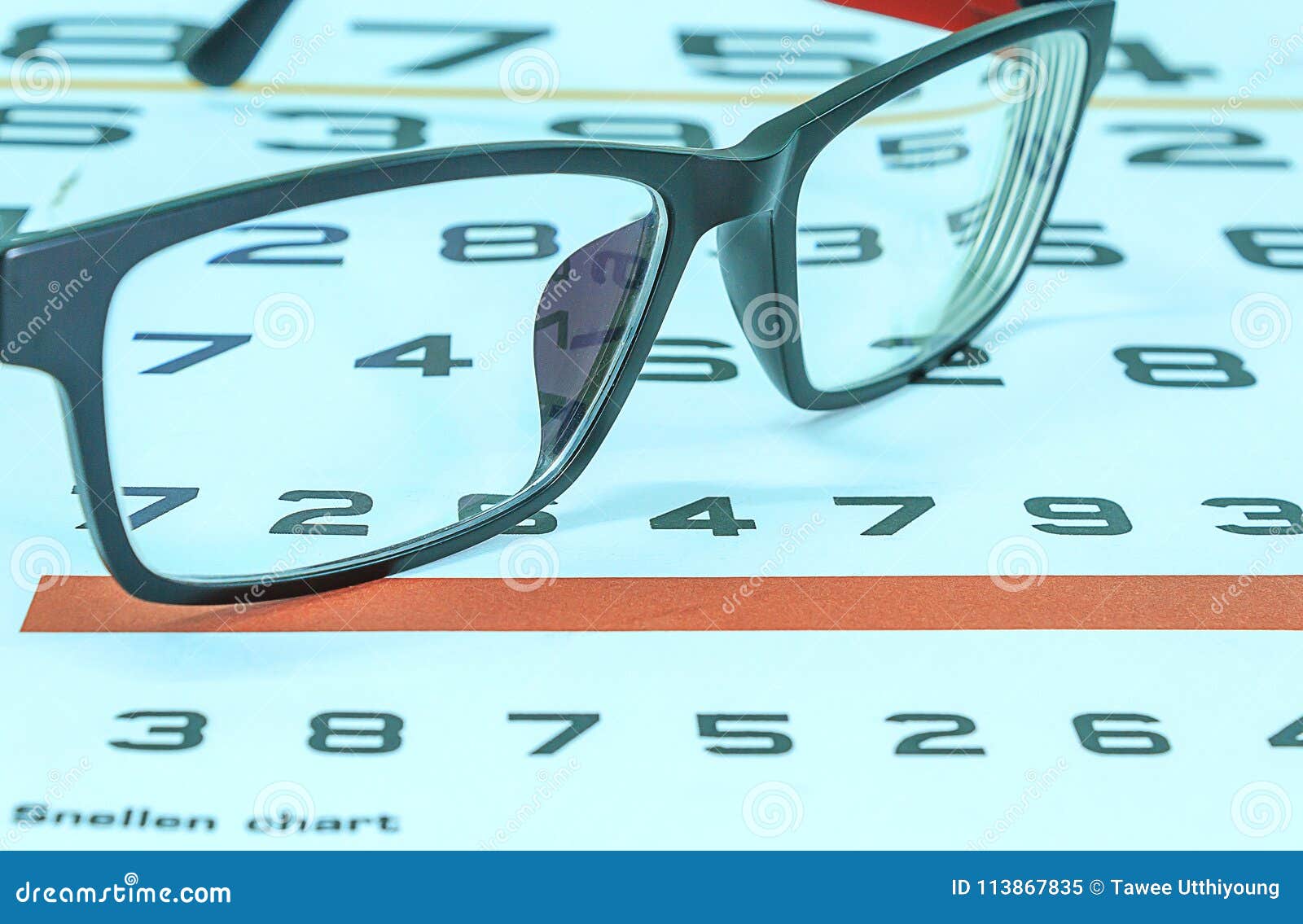 Glasses on Snellen chart stock image. Image of eyes - 113867835