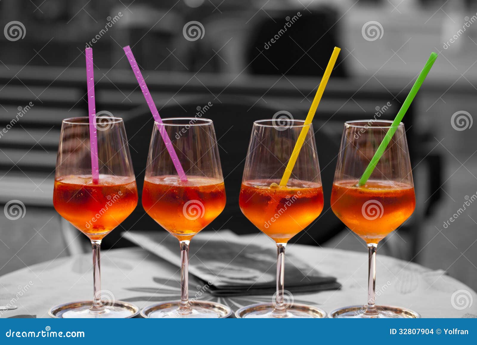 4 Glasses of spritzer stock photo. Image of table, refreshing - 32807904