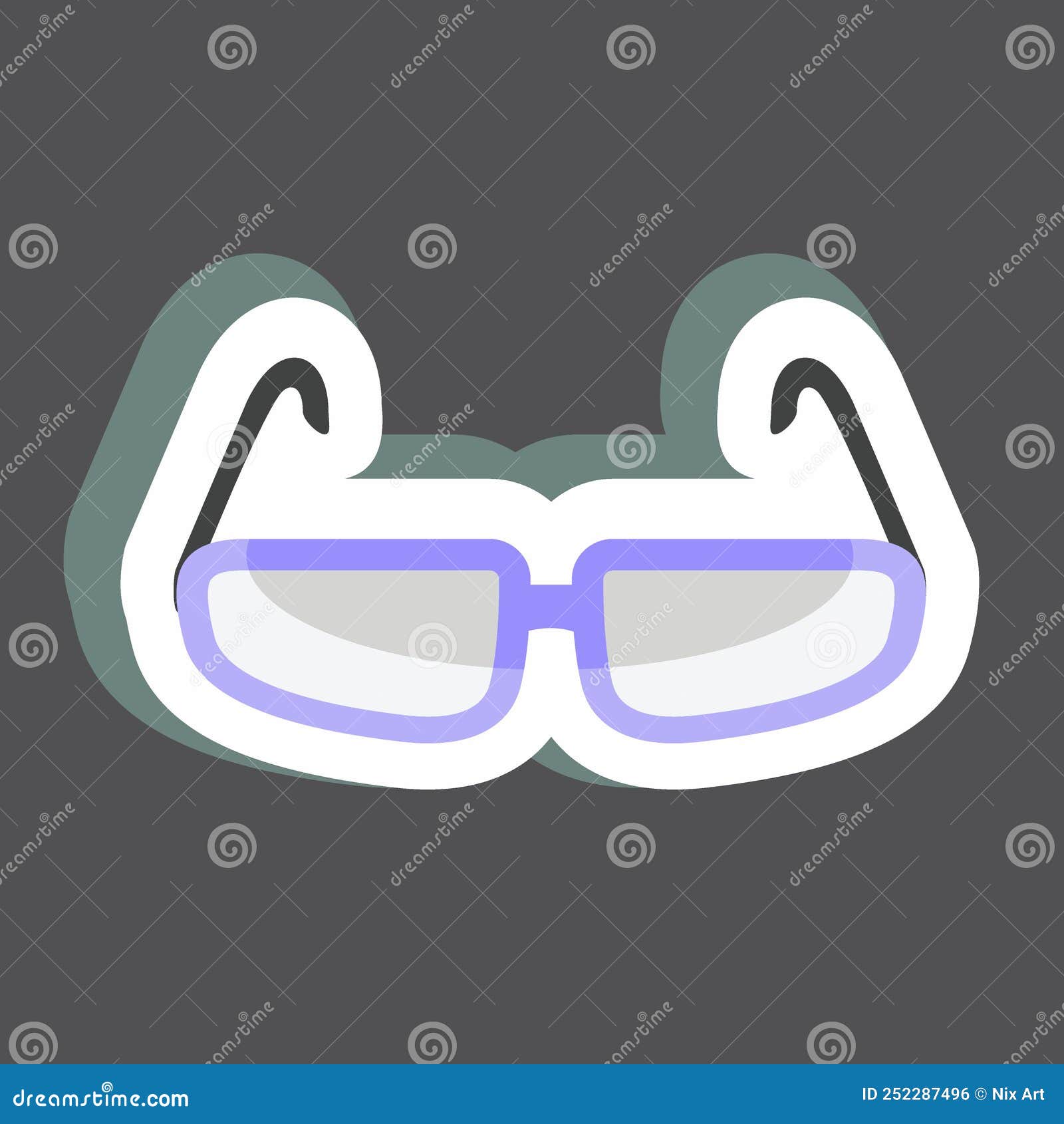 Glasses Sticker in Trendy Isolated on Black Background Stock ...
