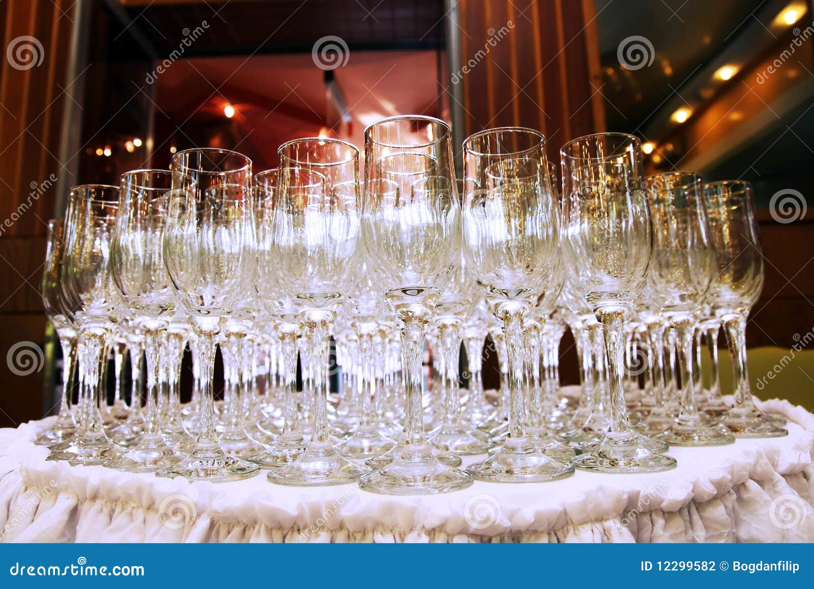 Glasses on table stock photo. Image of event, wedding - 12299582