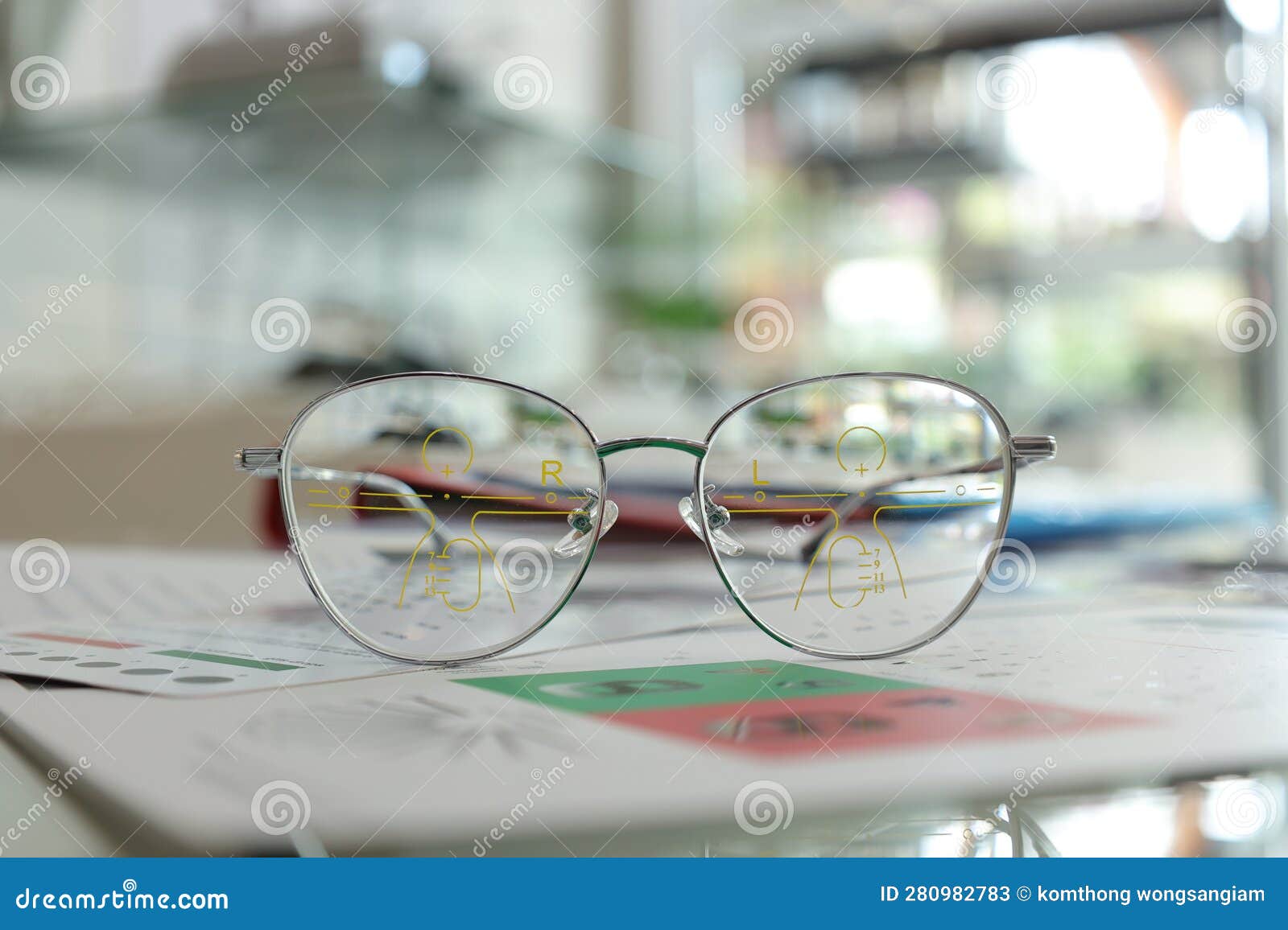 Glasses on a Table in Optical Store Stock Image - Image of table ...