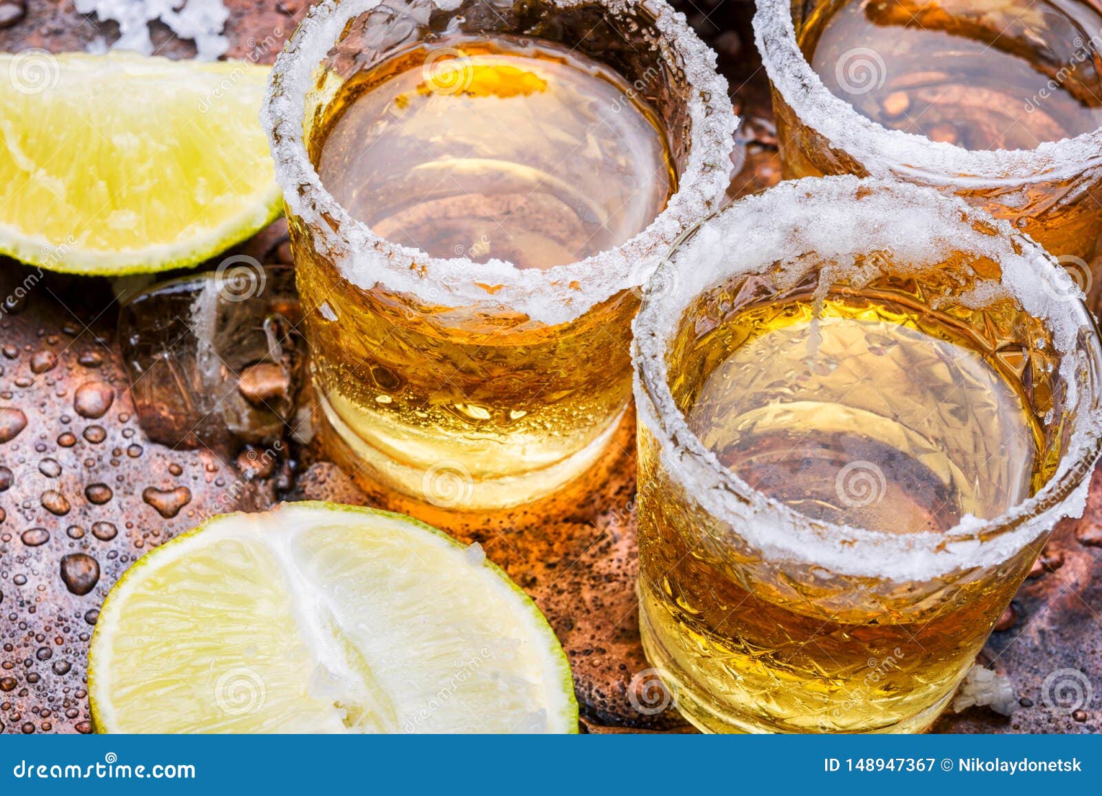 Tequila on table stock image. Image of cool, lime, summer - 148947367