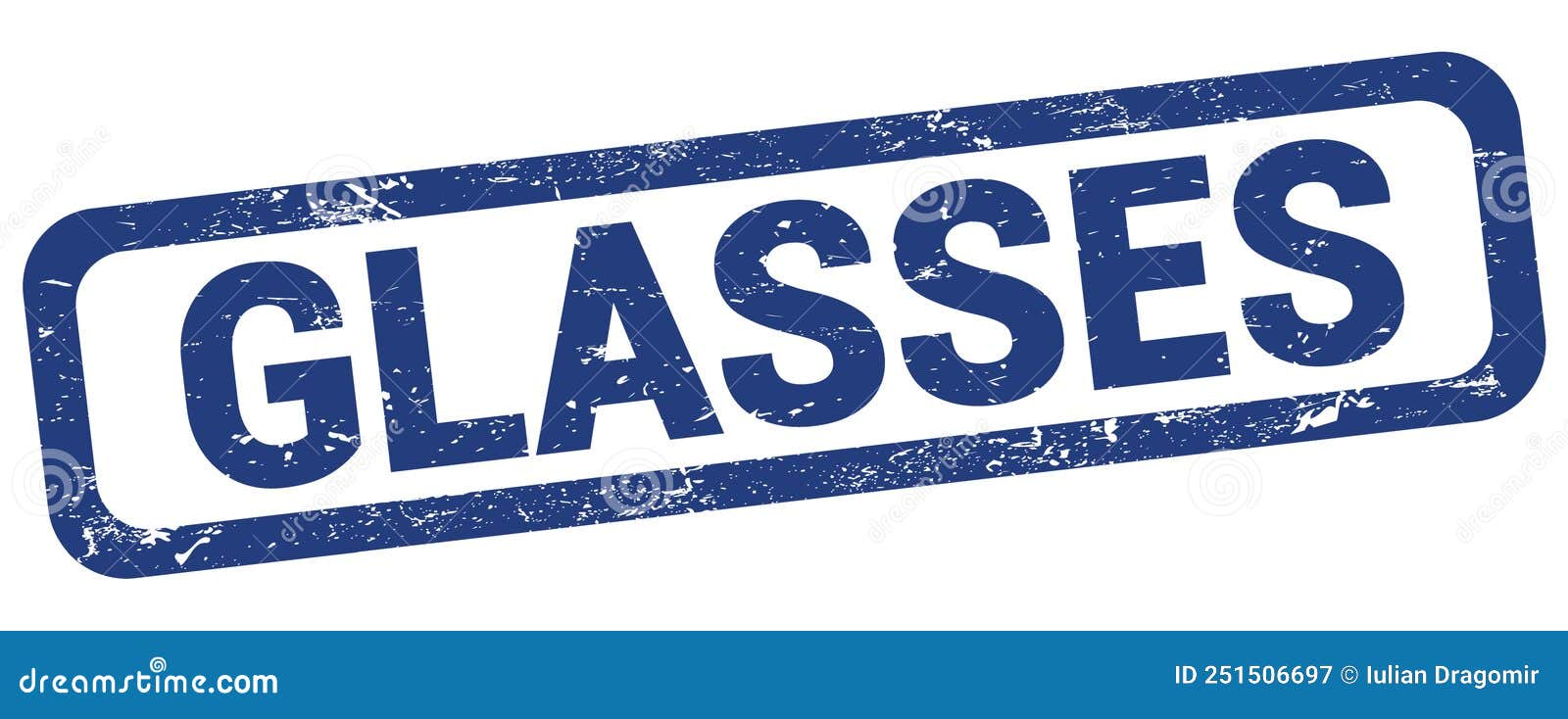 GLASSES Text Written on Blue Rectangle Stamp Stock Illustration ...