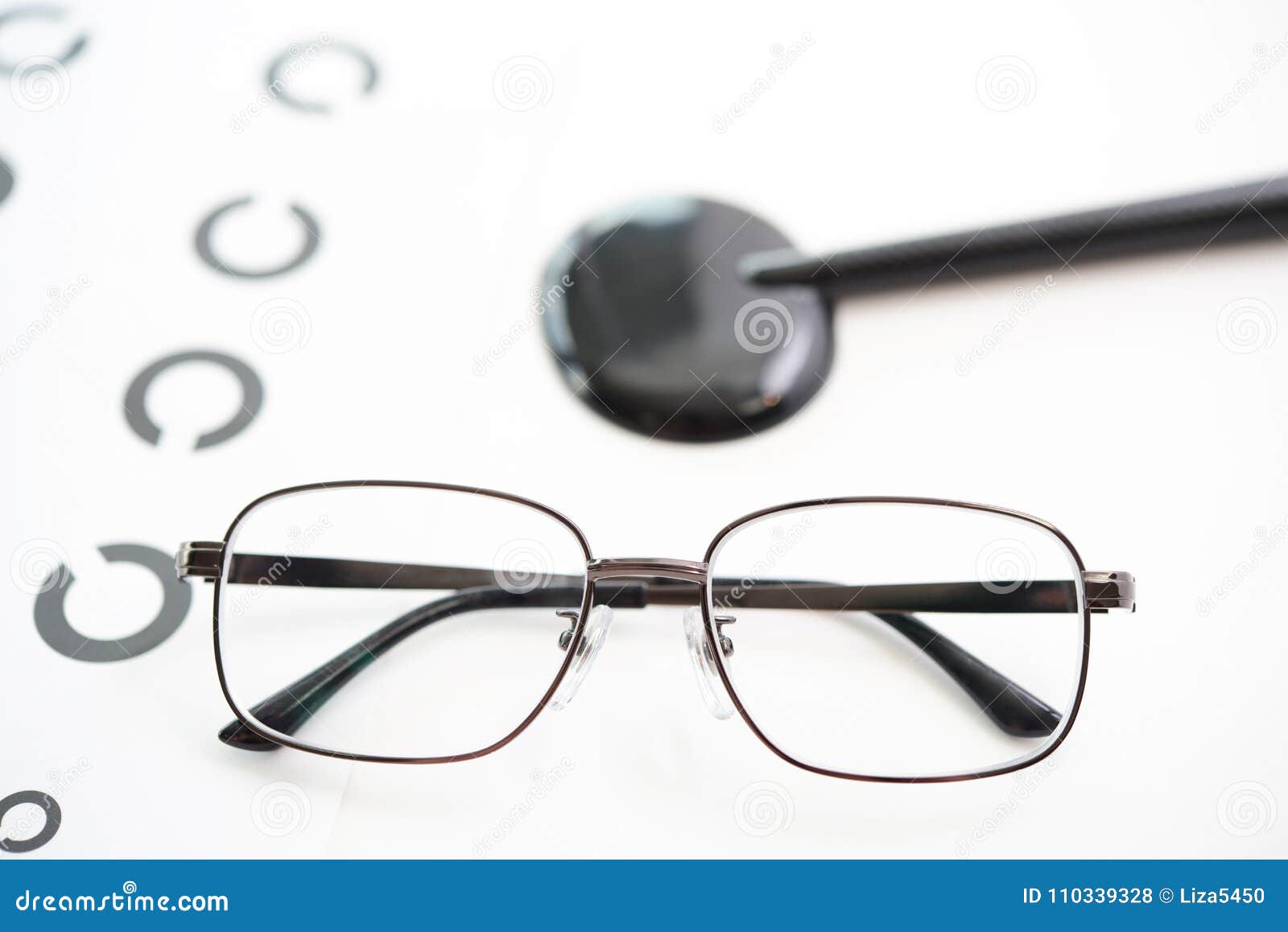 Glasses with Landolt Ring Chart Stock Photo - Image of equipment, exam ...