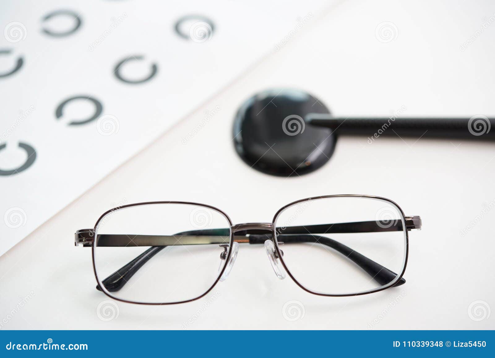 Glasses with Landolt Ring Chart Stock Photo - Image of health, care ...
