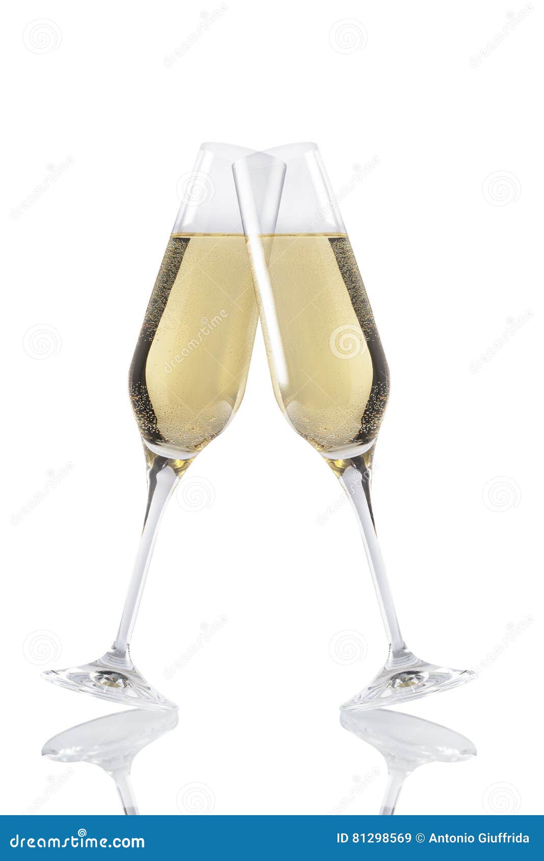 Glasses of Toast Champagne Isolated on White Background Stock Image ...
