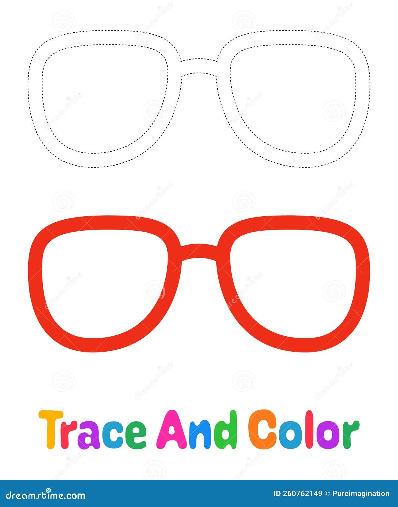 Glasses Tracing Worksheet for Kids Stock Vector - Illustration of hand ...
