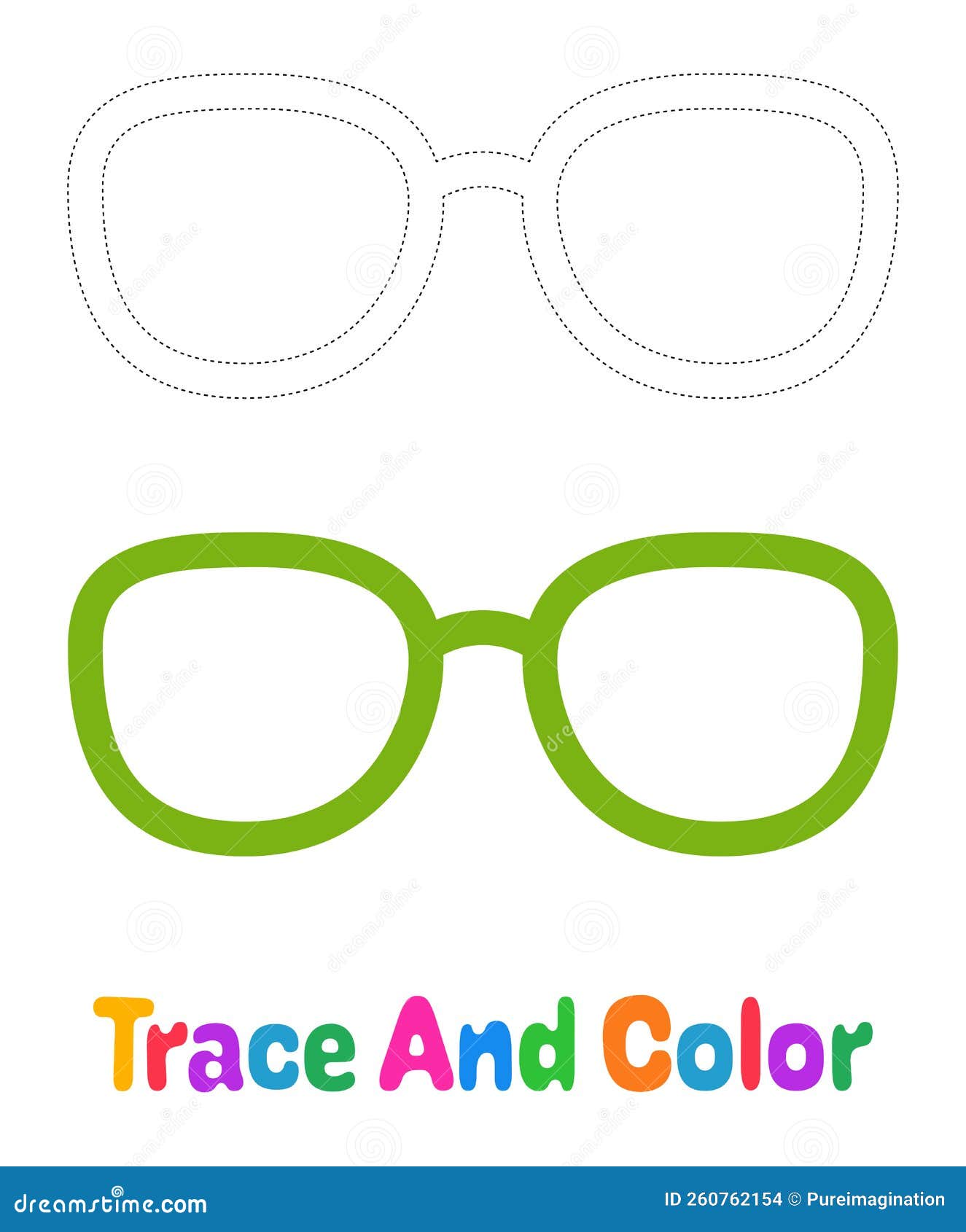 Glasses Tracing Worksheet for Kids Stock Vector - Illustration of ...