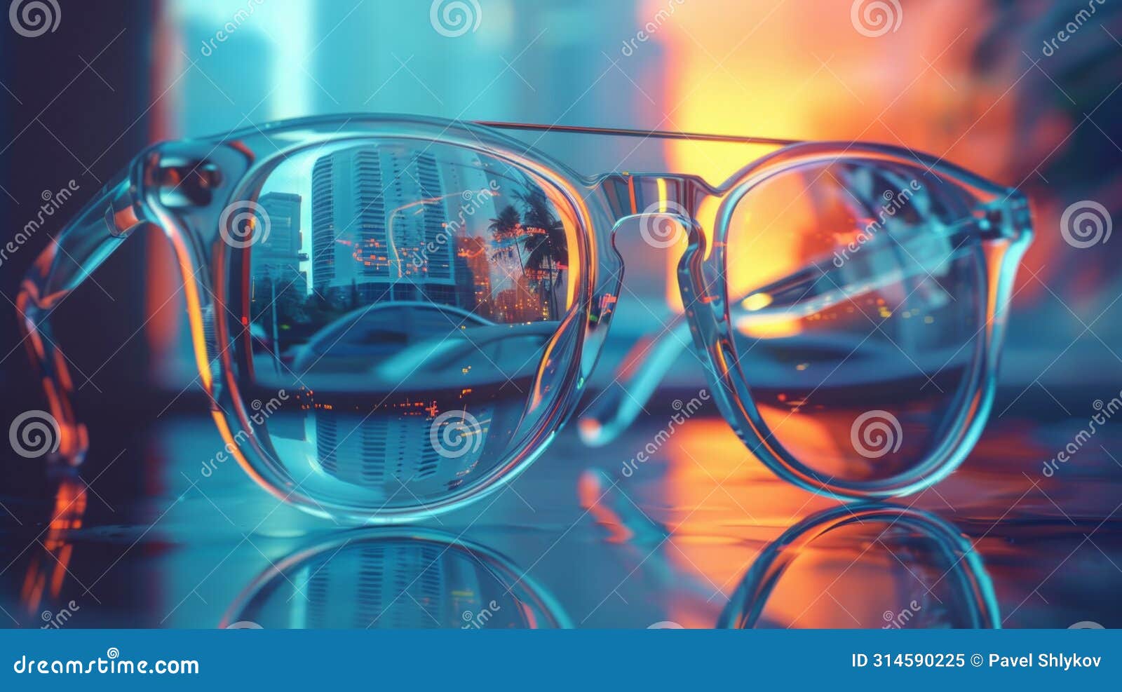 Glasses with Transparent Glasses, Reflect the Surrounding World ...