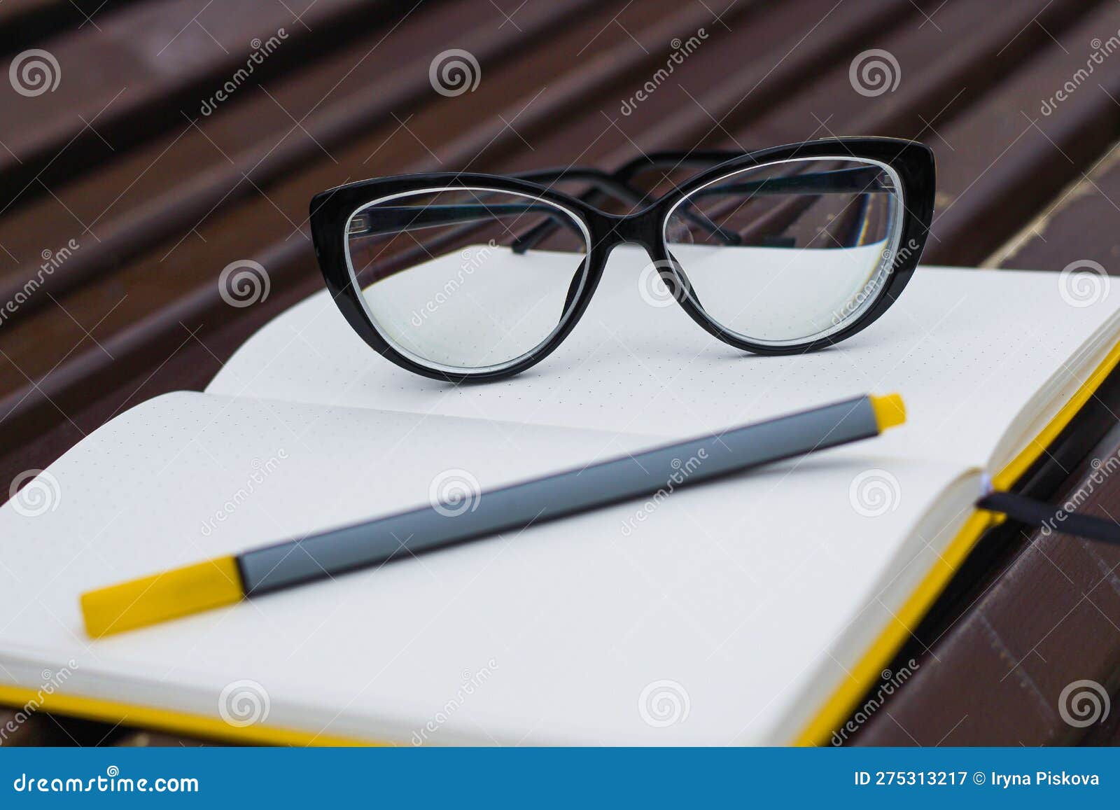 Glasses for Vision on a Notepad with a Marker, Study Concept. Stock ...
