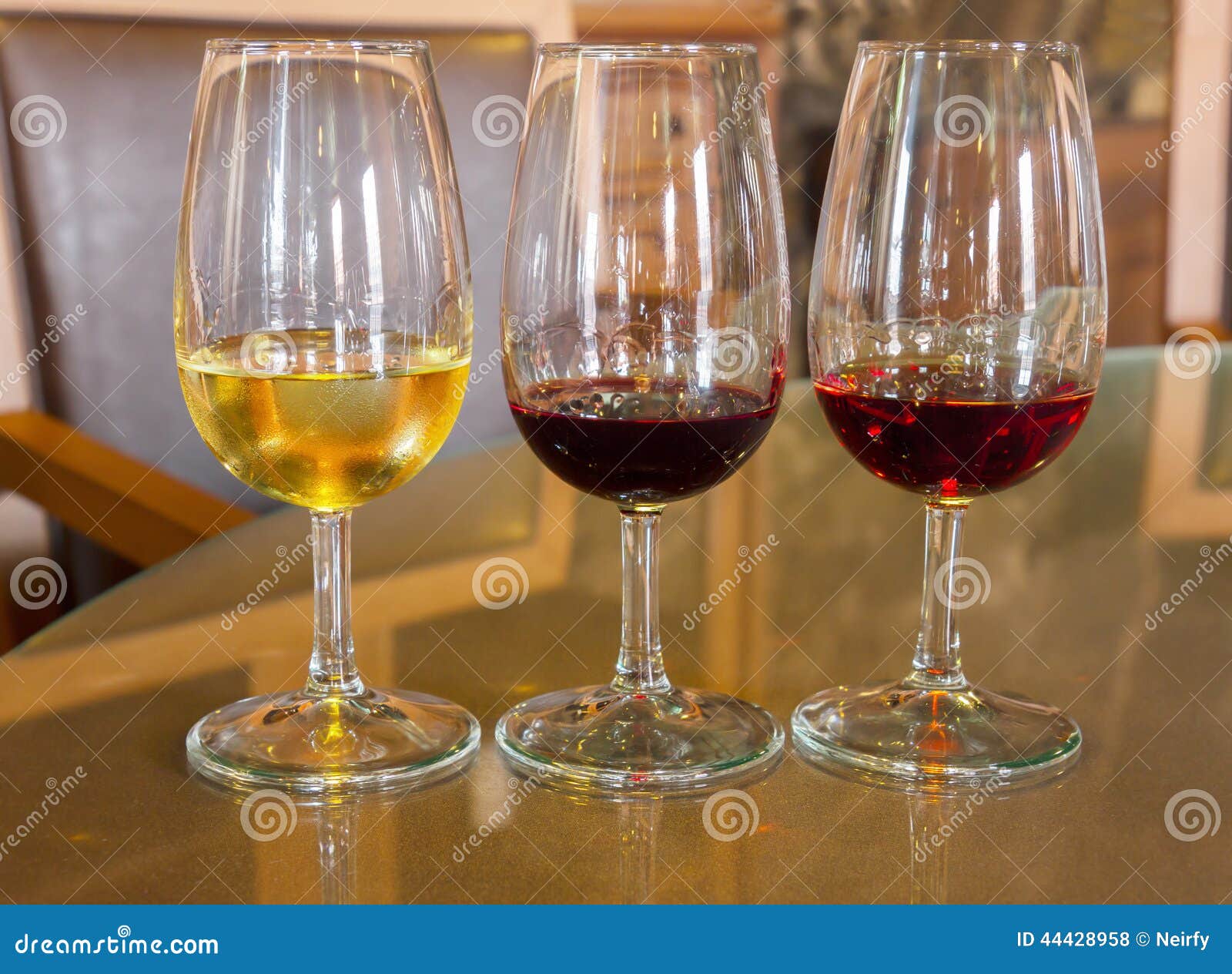 Glasses of White and Ruby Port Wine Stock Photo - Image of single ...