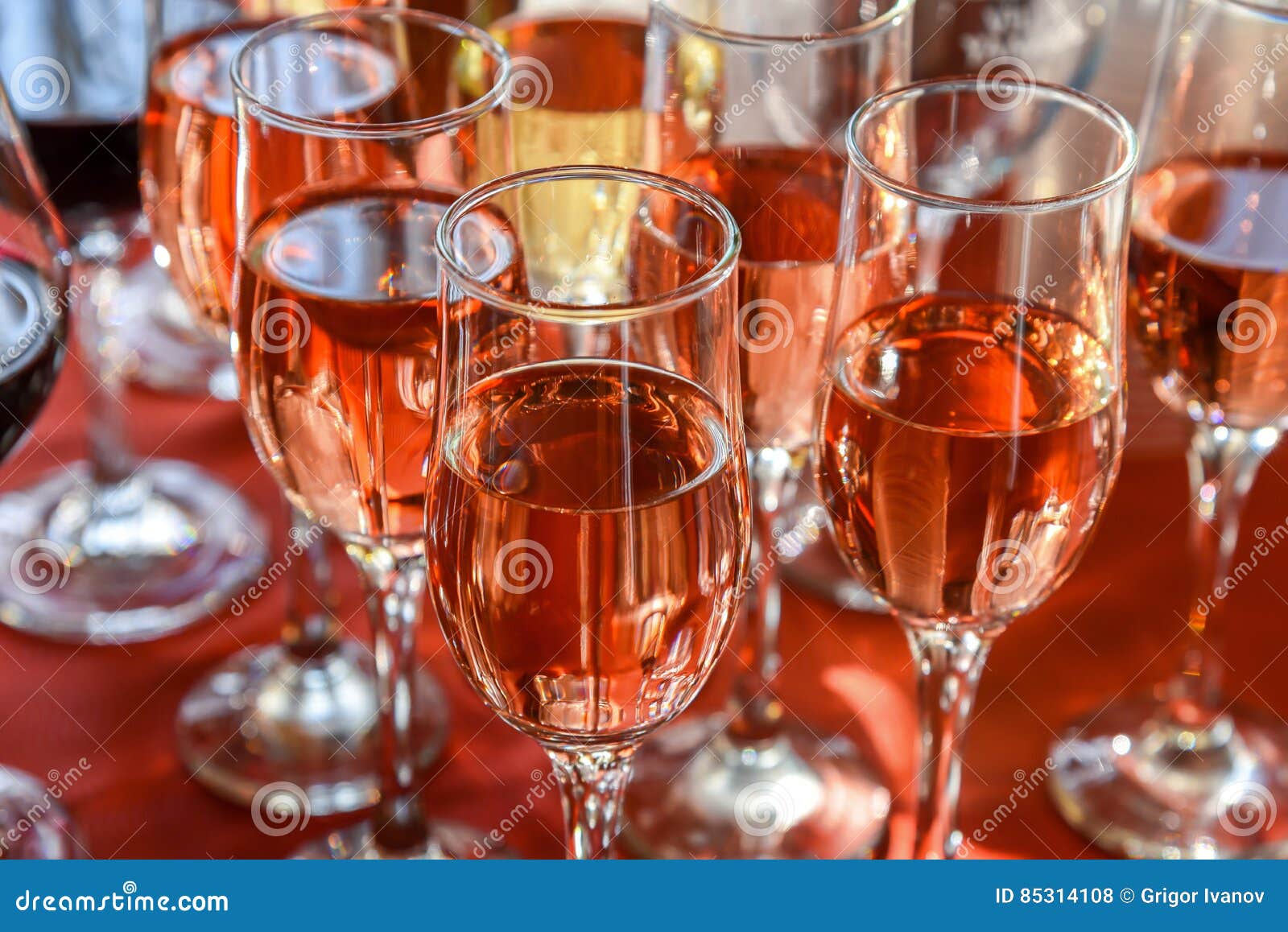 Glasses of Wine. Banquet Service. Stock Photo - Image of liquid ...