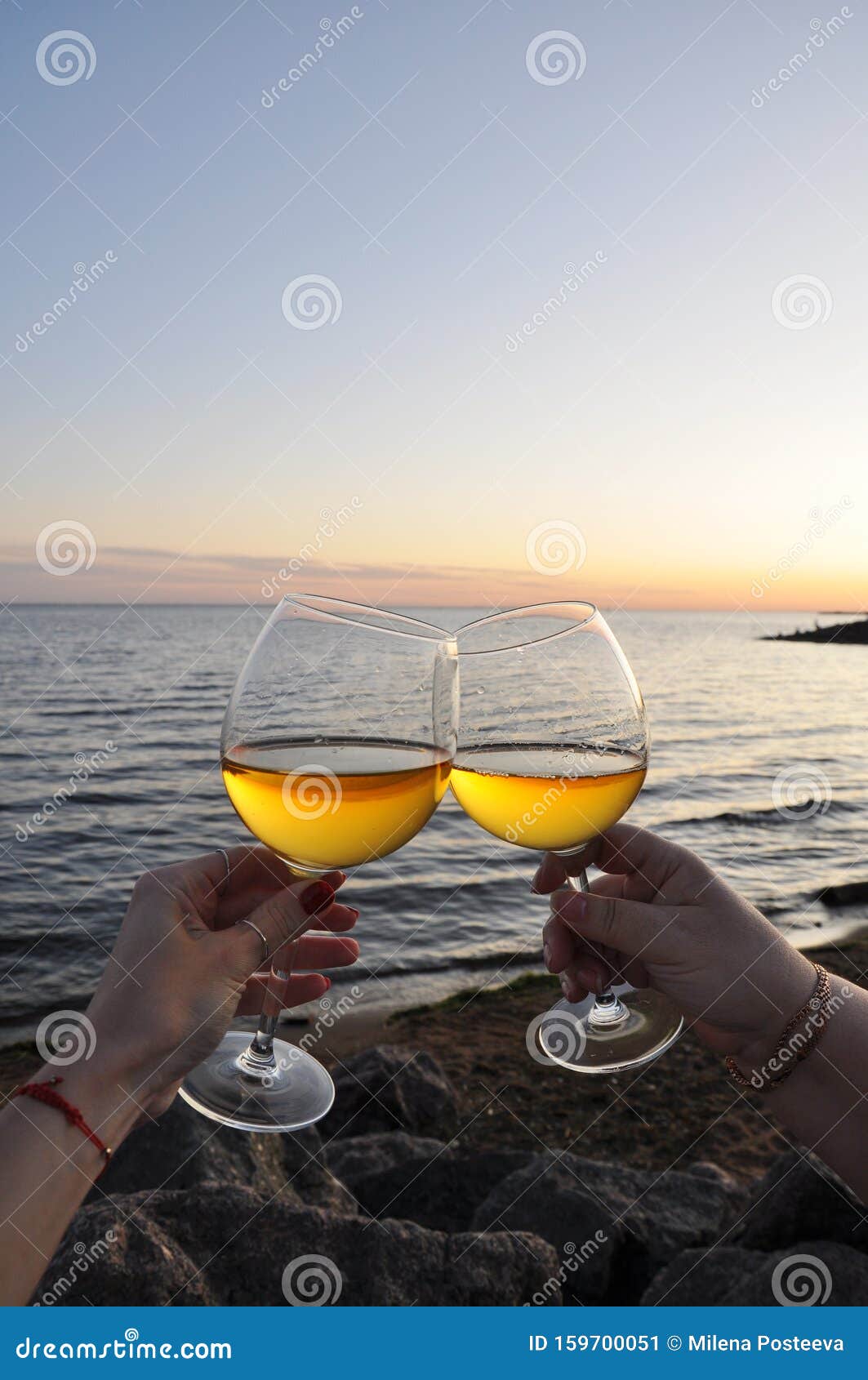 Glasses of Wine on the Beach Stock Image - Image of summer, restaurant ...