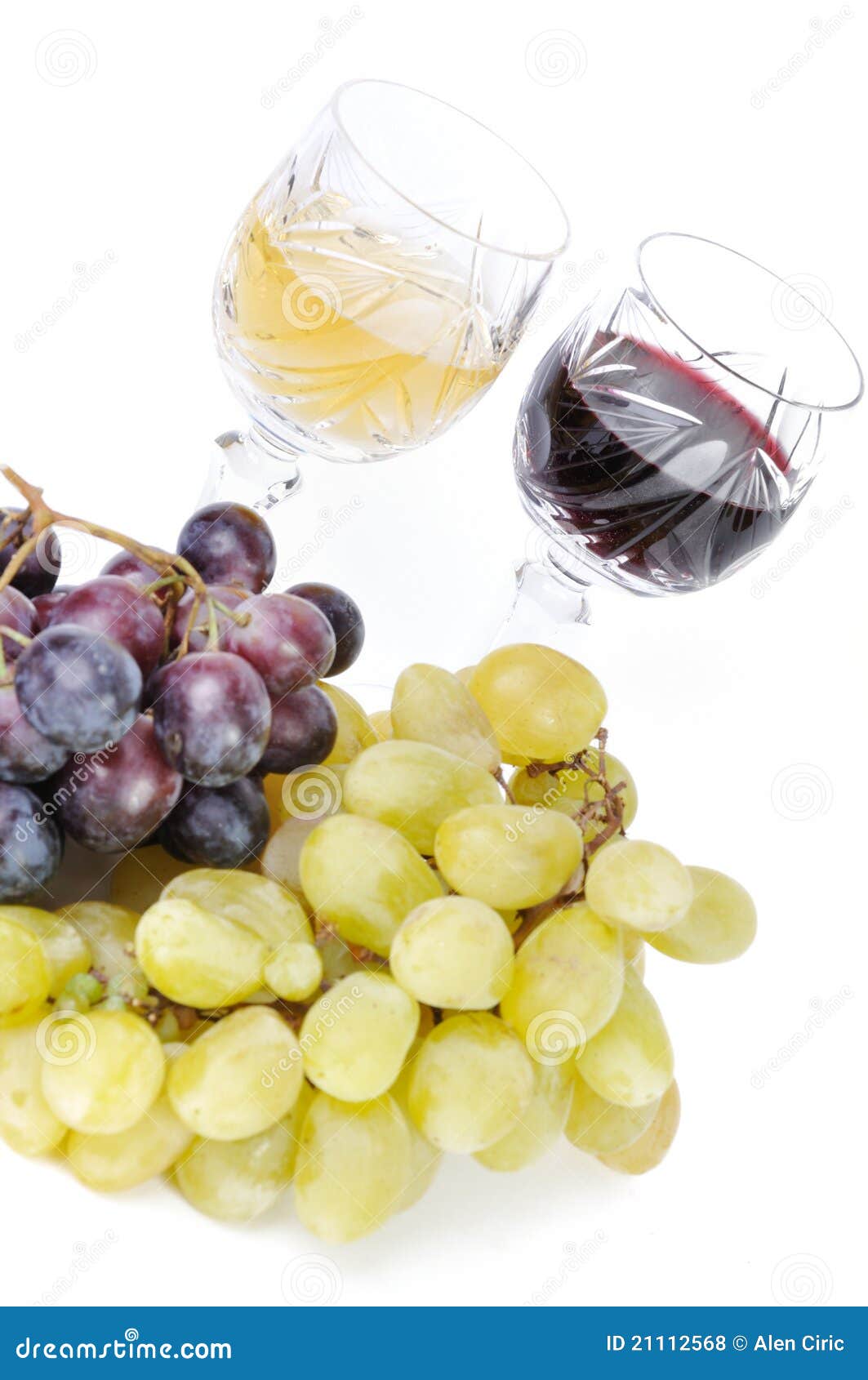Glasses of Wine with Grapes Stock Photo - Image of meal, food: 21112568