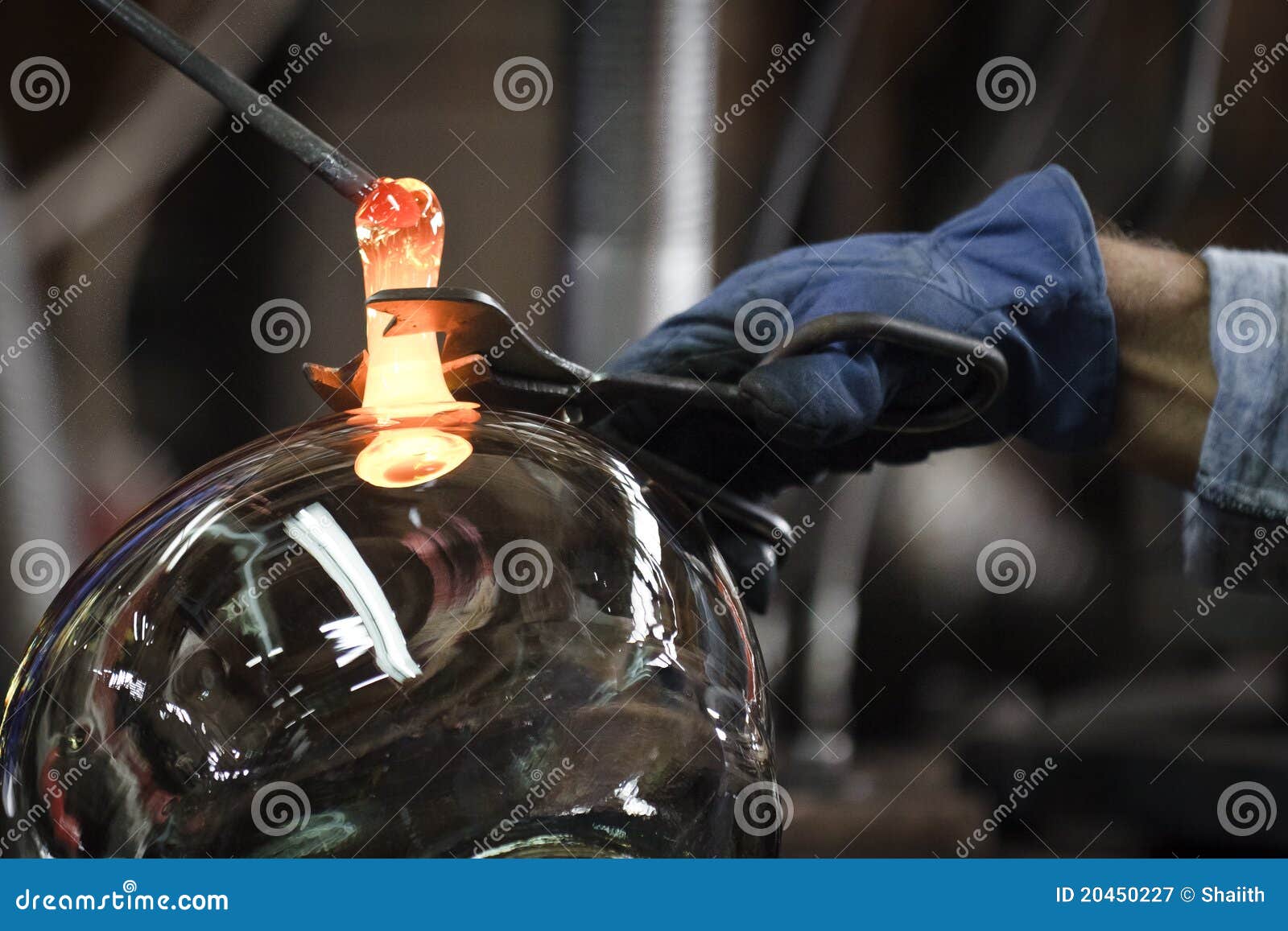 Glassmaker in factory stock image. Image of burning, glass - 20450227