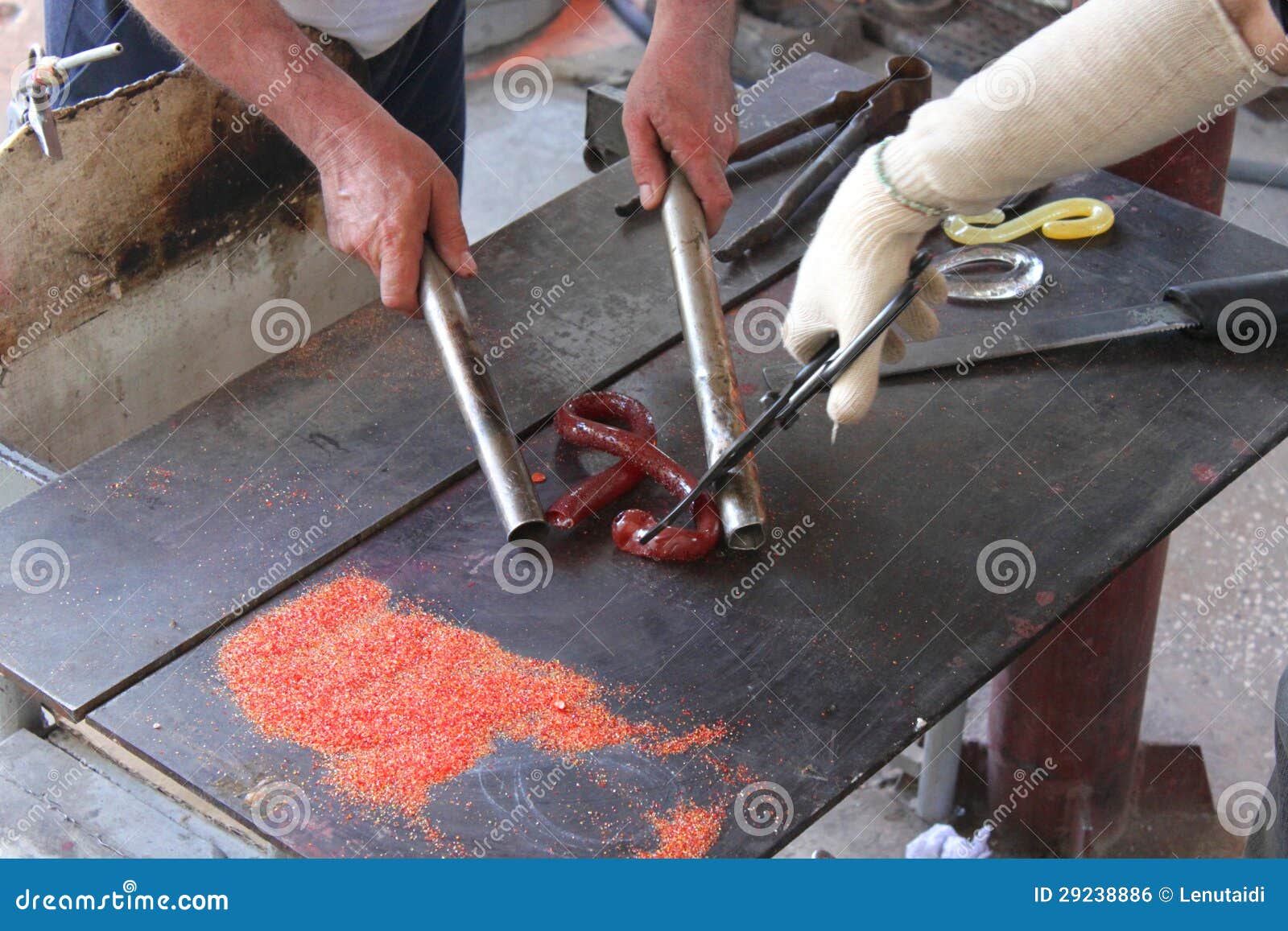 Glassmakers working stock photo. Image of flames, factory - 29238886
