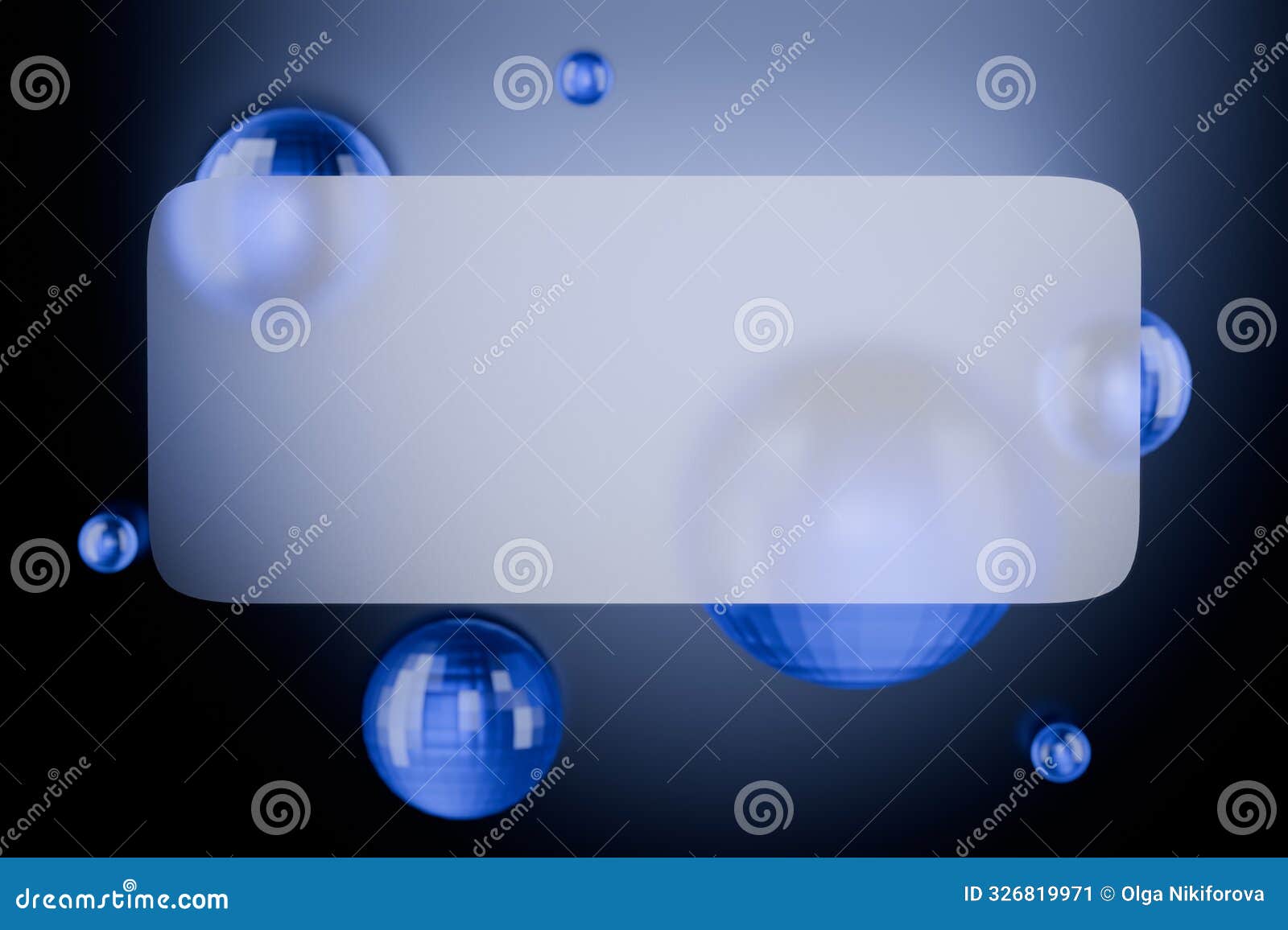 Glassmorphism.Abstract of Floating Blue and White Spheres on a Dark ...