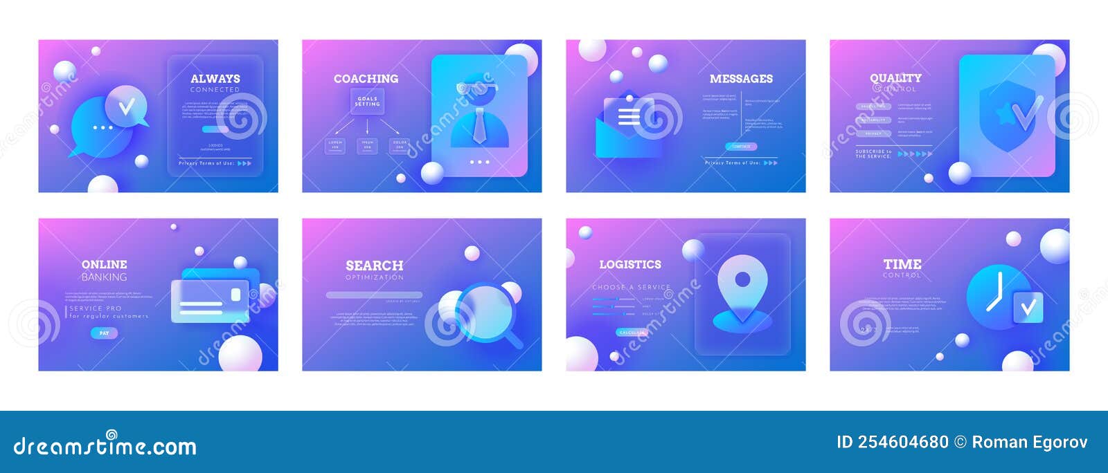 Glassmorphism Infographic. Glass Shapes With Morphism Icon And Gradient ...