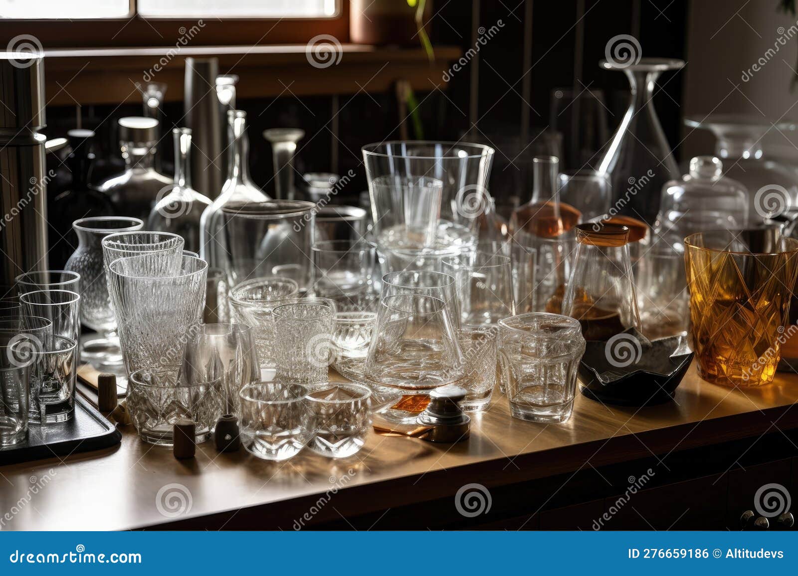 Glassware Arranged in a Neat and Orderly Manner on Benchtop Stock Photo ...