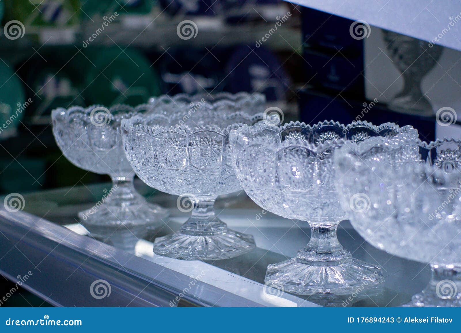 Glassware Buffet Vases for Sweets Hypermarket Sale Stock Image - Image ...