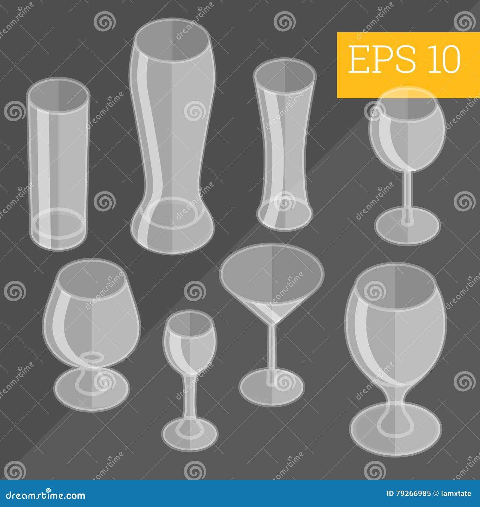 Glassware Isometric Vector Illustration Stock Vector - Illustration of ...