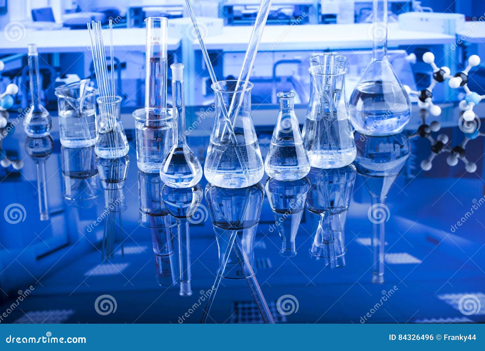 Glassware in laboratory stock photo. Image of chemical - 84326496