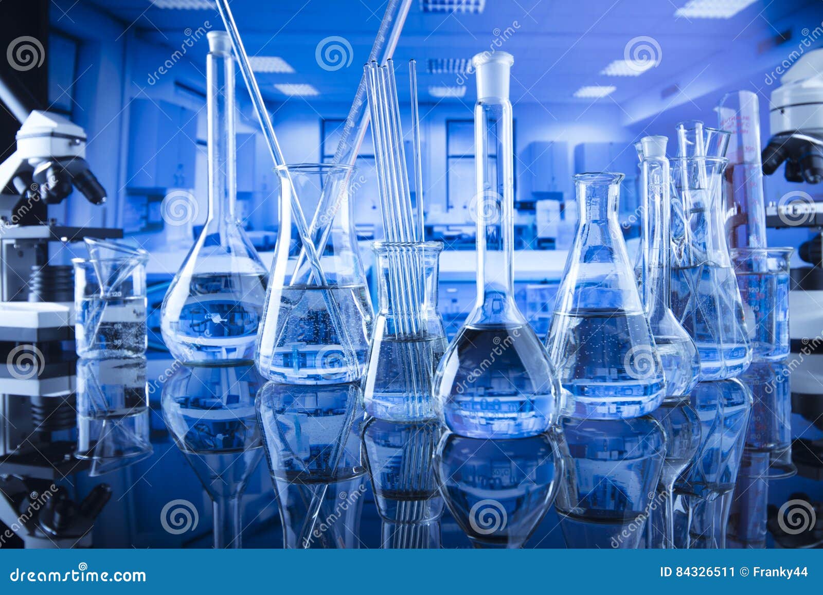 Glassware in laboratory stock image. Image of color, pharmacology ...