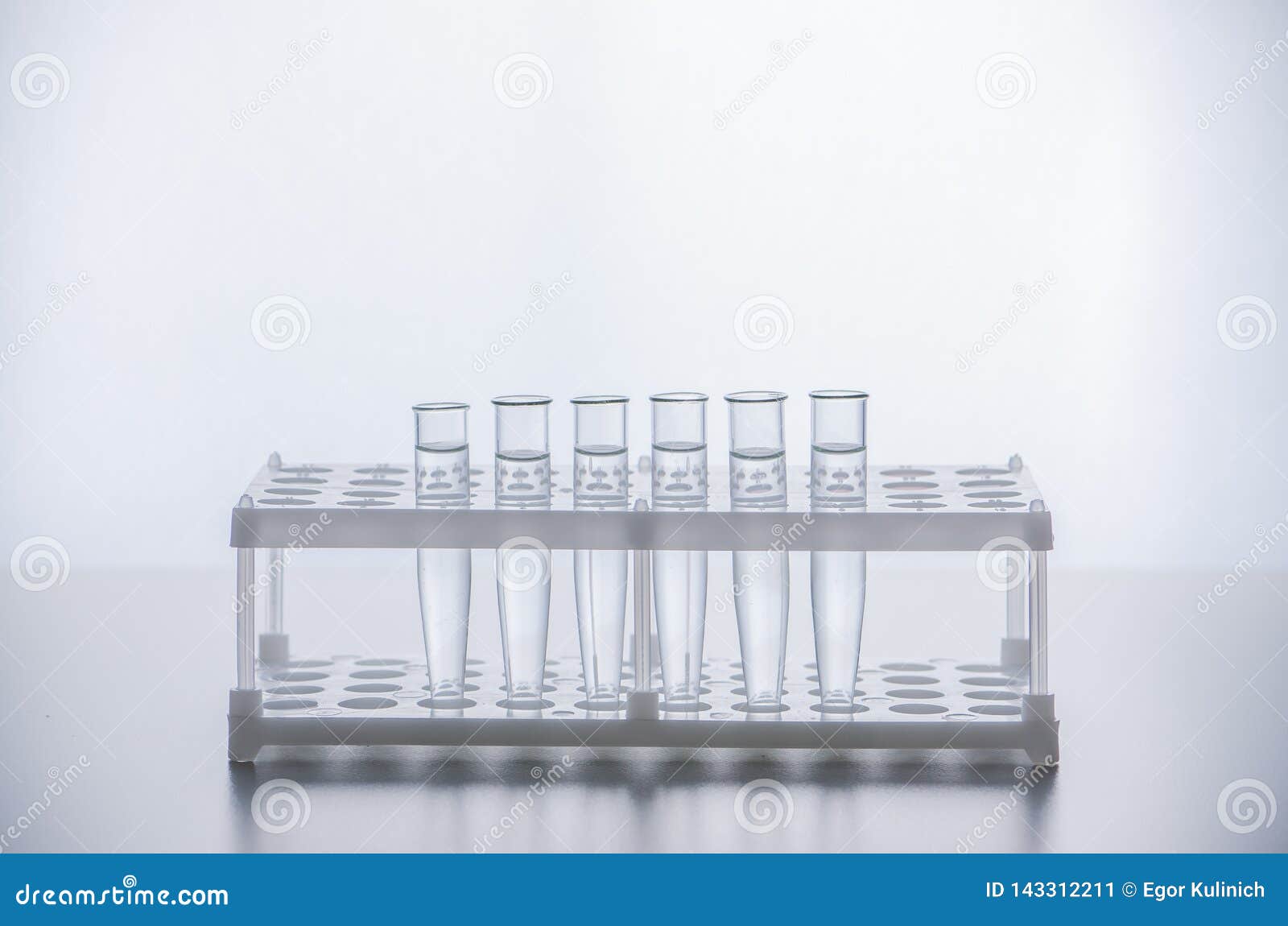 Glassware. Test Tubes with Clear Liquid. Neutral Solution. Preparing ...