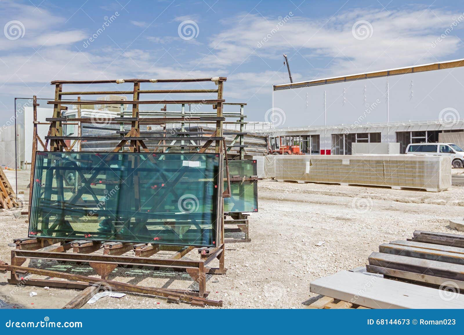 Glasswork at Building Site. Stock Image - Image of background, glazier ...