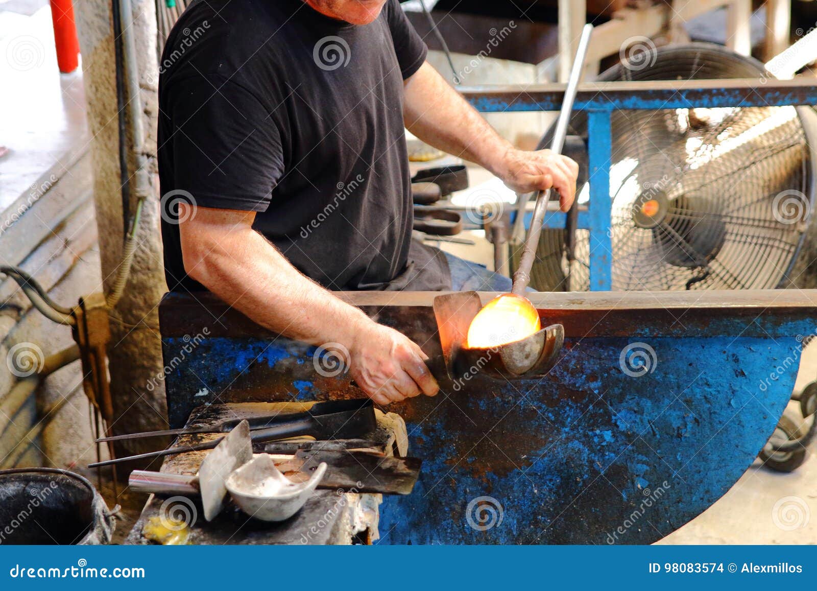 Glassworks Glass Manufacturing Process. Stock Photo - Image of blowing ...