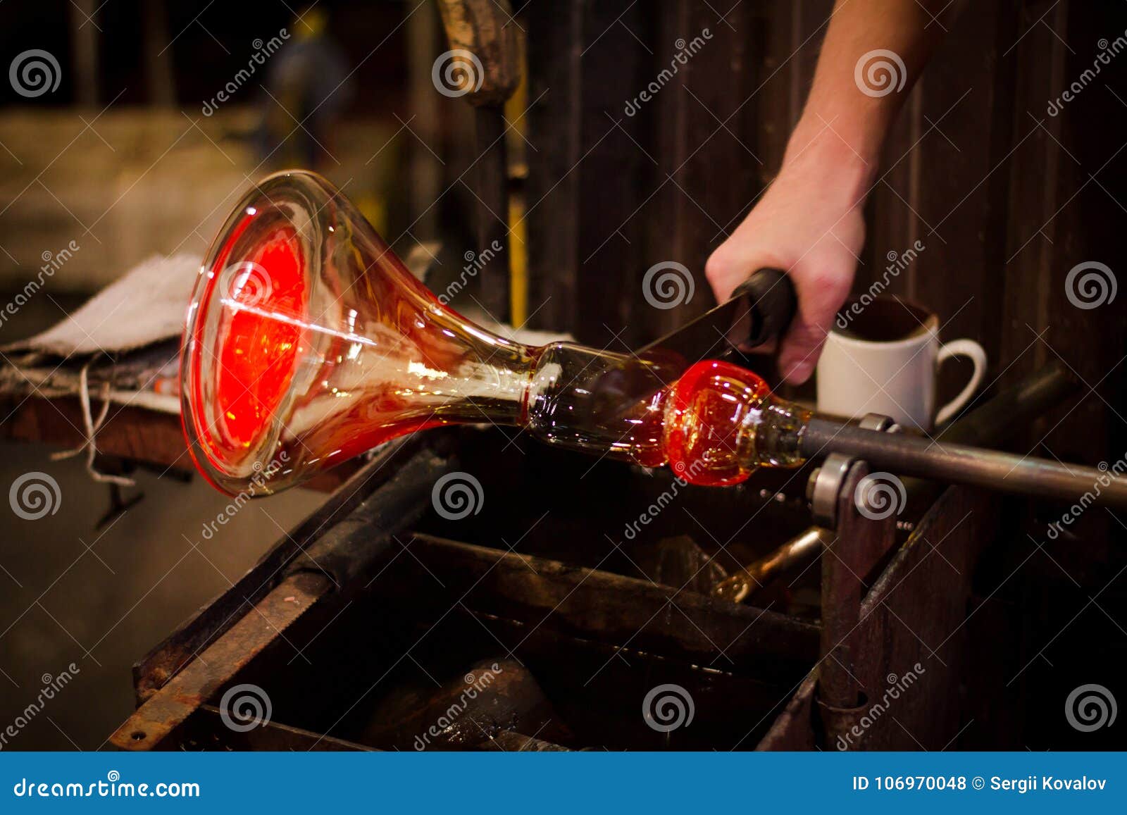 Glassworks Manufacturing Process Stock Photo - Image of craft, blowing ...